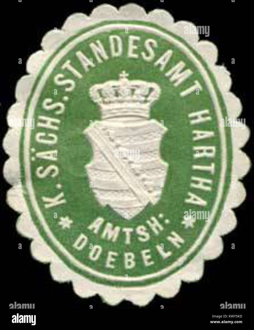 Seal from the Royal Saxon Civil Registry Office in Hartha, Doebeln ...