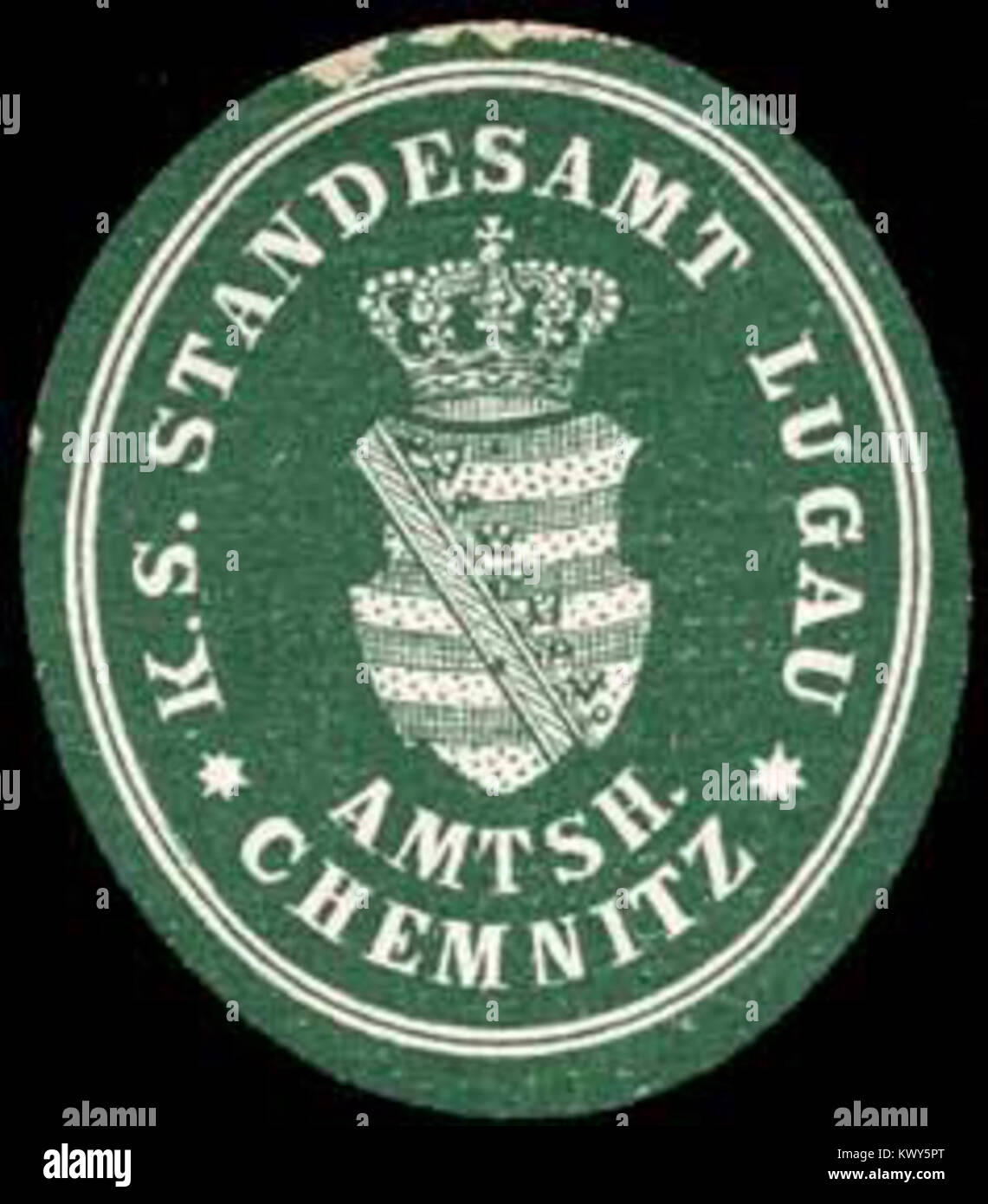 This stamp, issued by the Royal Saxon Civil Registry of Lugau in the ...