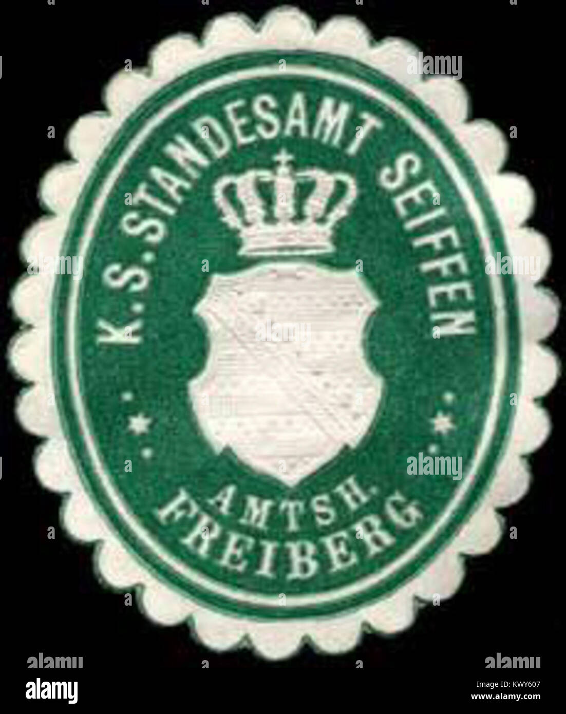 This stamp represents the official seal of the Royal Saxon Civil ...