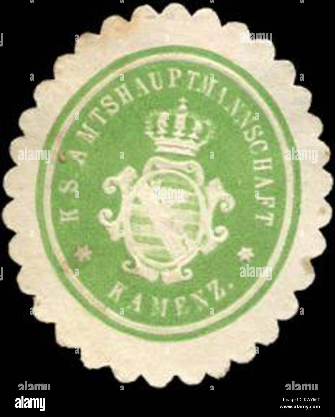 The image shows a sealing stamp of the Royal Saxon District ...