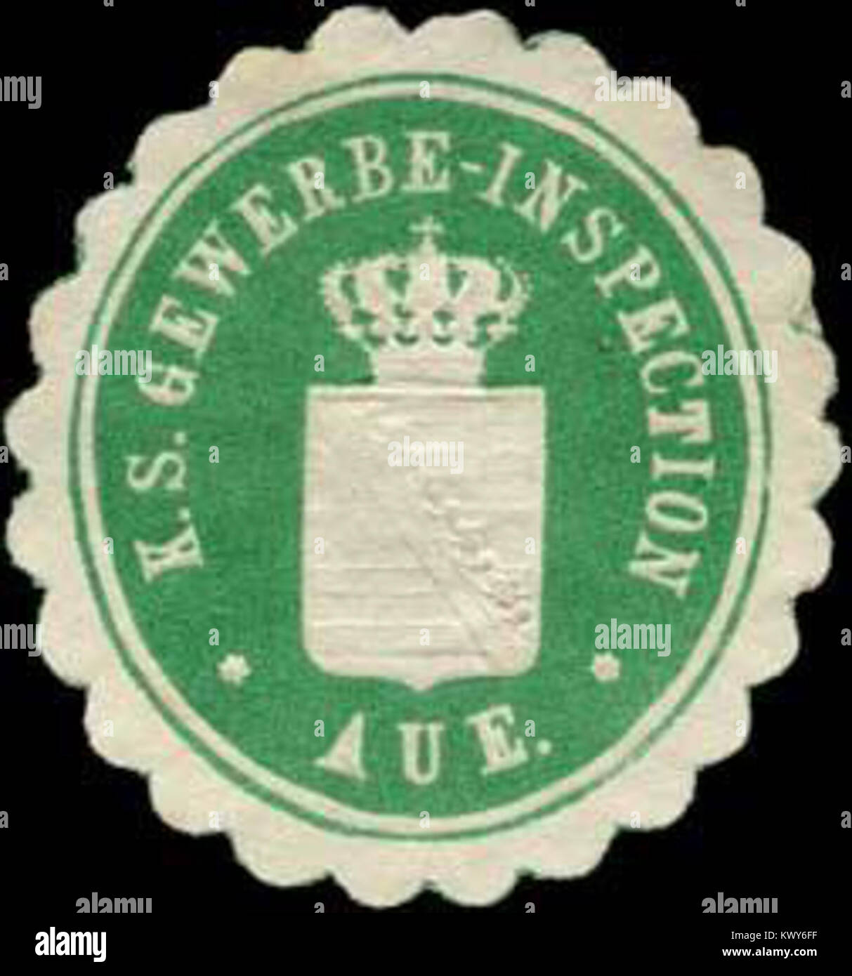 The Siegelmarke (seal) of the Royal Saxon Industrial Inspection, Aue ...