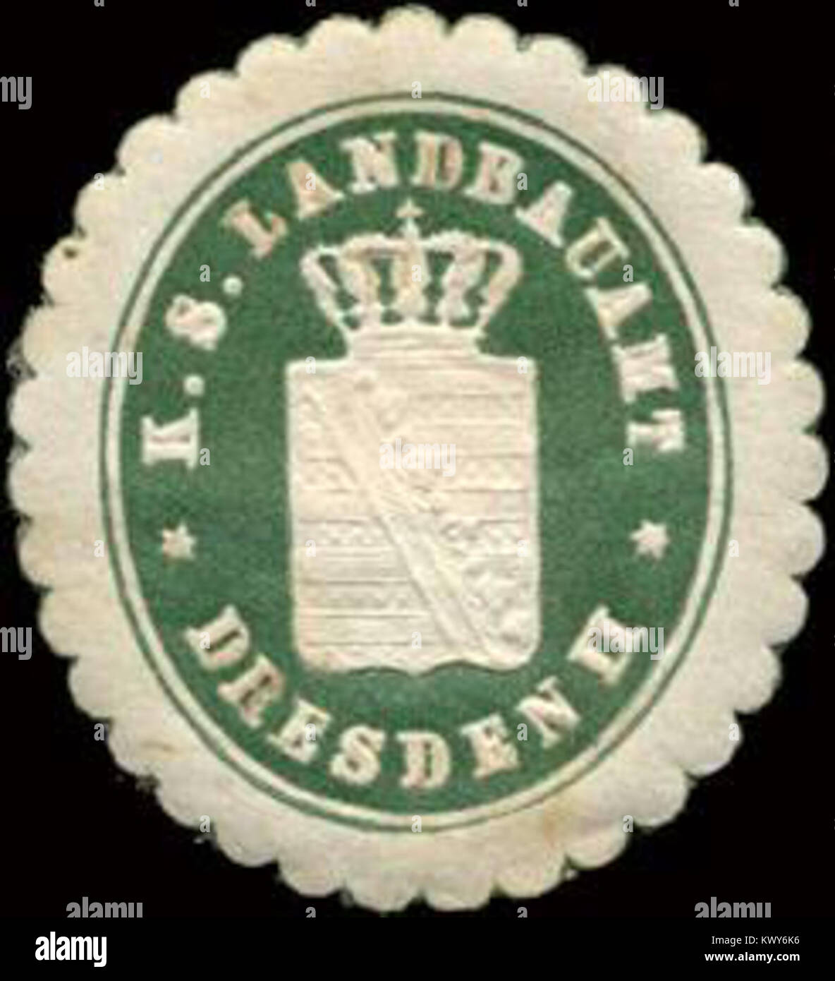 This image features the seal from the Royal Saxon Land Office in ...