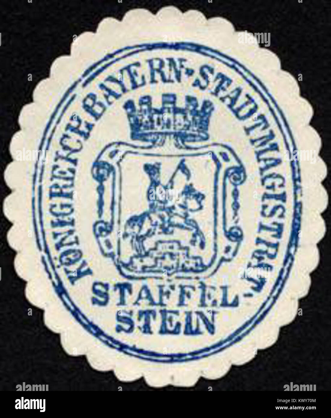 The Siegelmarke (seal) of the Kingdom of Bavaria, issued by the ...