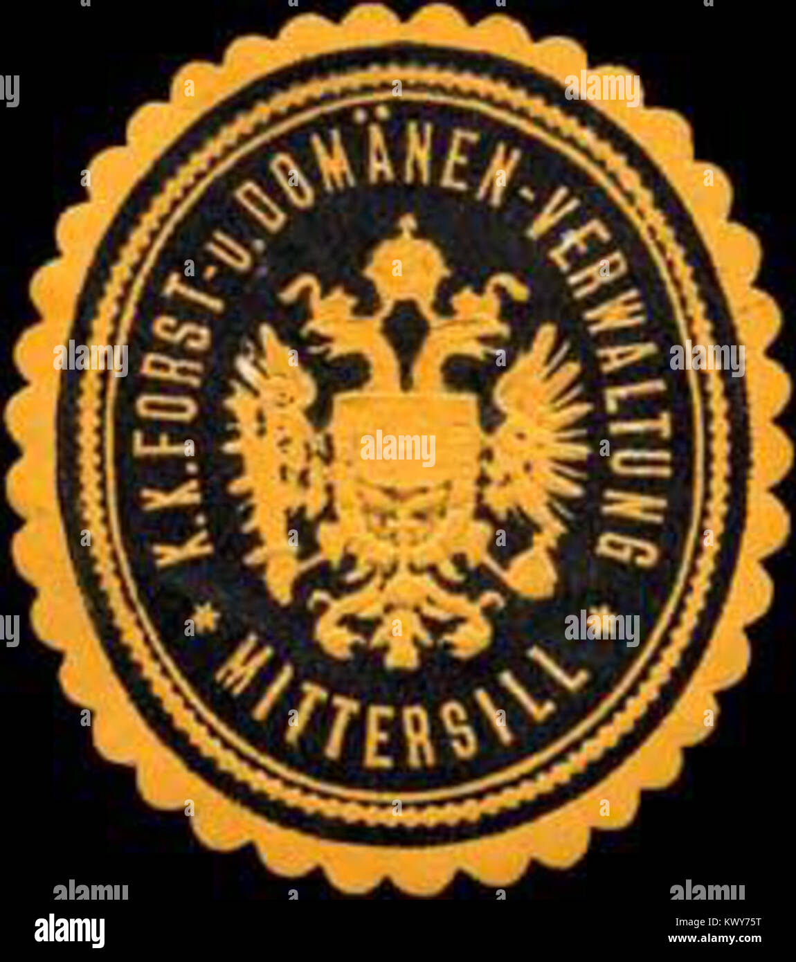 This image features the seal of the K.K. Forest and Domain ...