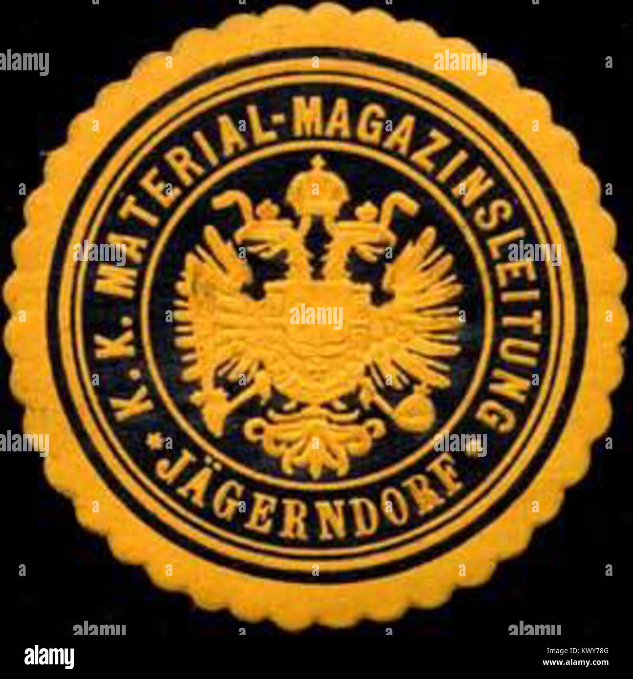 A paper sealing stamp from the Imperial-Royal (K.K.) Material Magazine ...