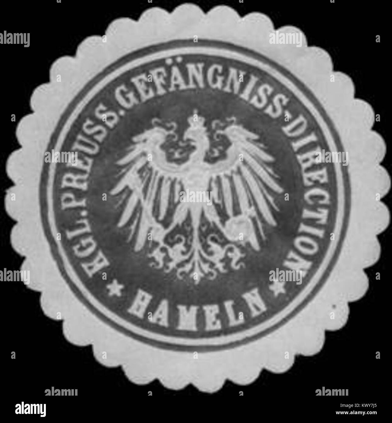 Seal of the Royal Prussian Prison Directorate in Hameln used for ...