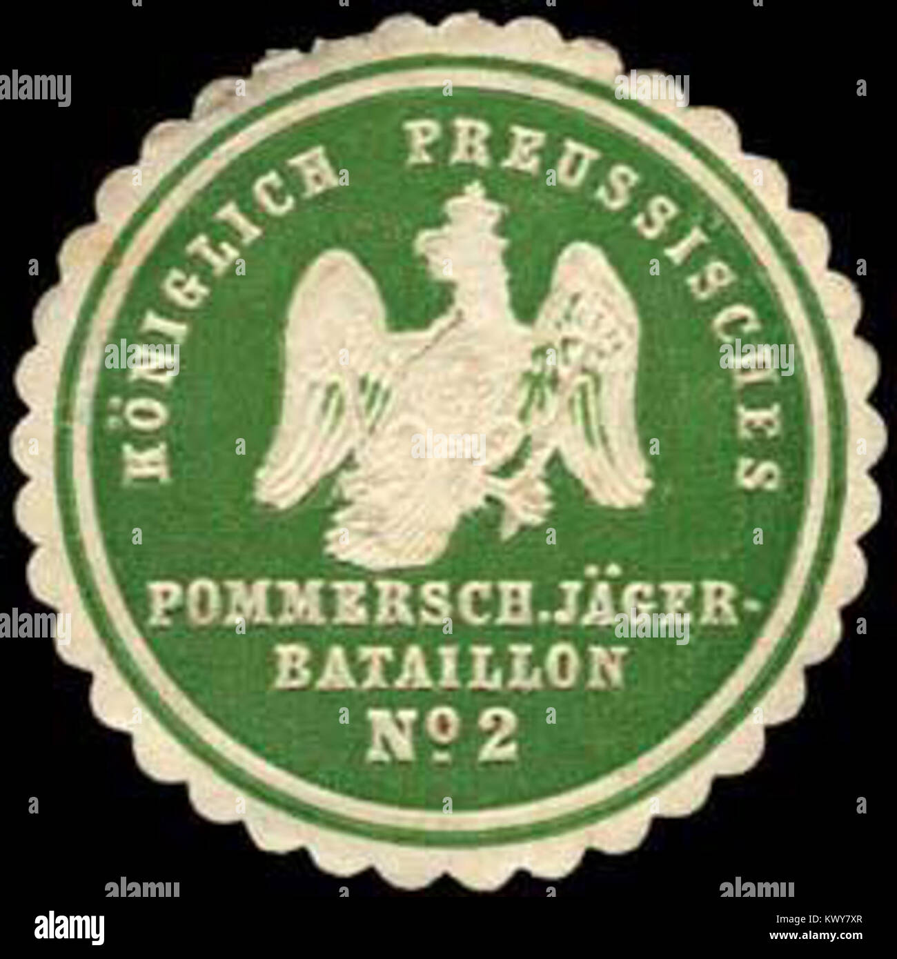 This stamp belongs to the Royal Prussian Pommersches Jäger-Bataillon No ...