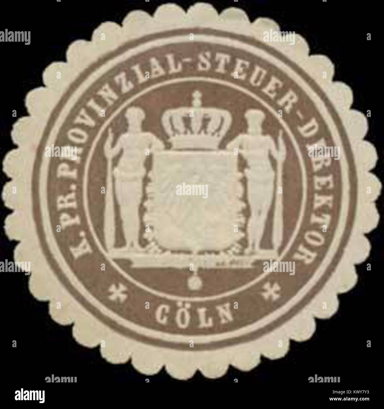 A historical German postal stamp seal from the Prussian Provincial Tax ...