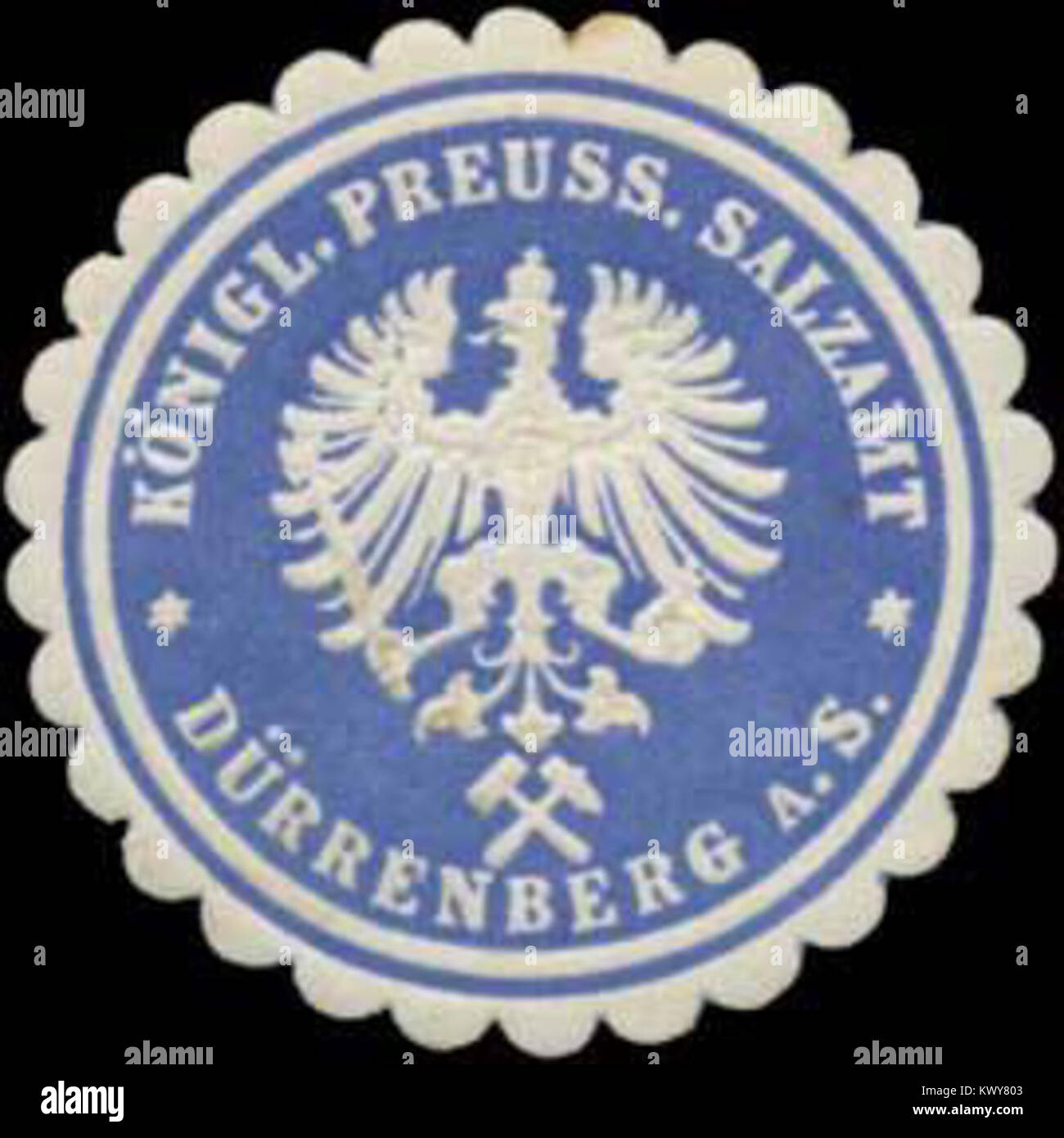 A royal Prussian sealing stamp (K. Pr. Salzamt) from Dürrenberg (Bad ...