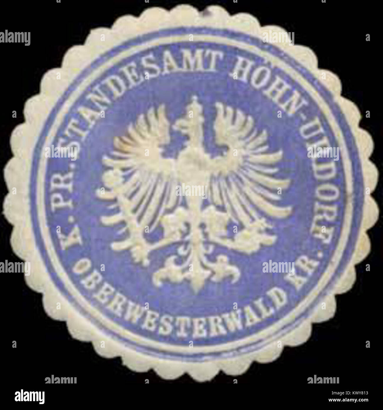 The seal of the Prussian civil registry office in Hön-Urdorf ...