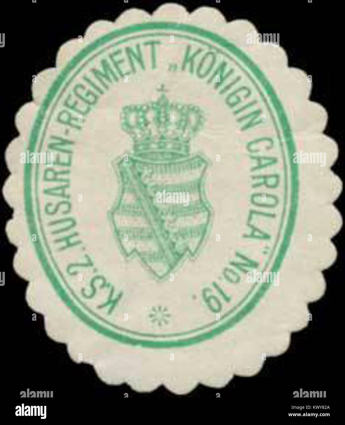 A seal from the Royal Saxon 2nd Hussar Regiment Queen Carola No. 19 ...