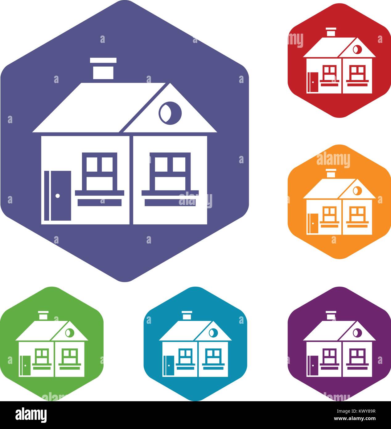 Large single-storey house icons set Stock Vector Image & Art - Alamy