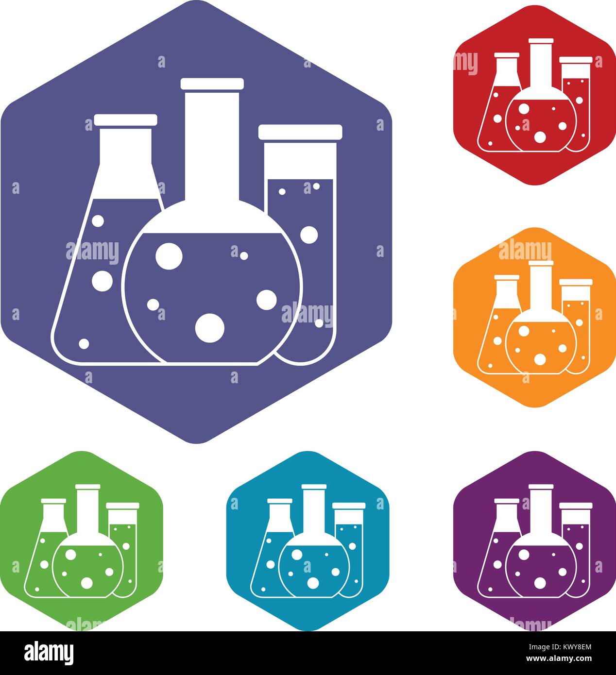 Laboratory flasks icons set Stock Vector Image & Art - Alamy
