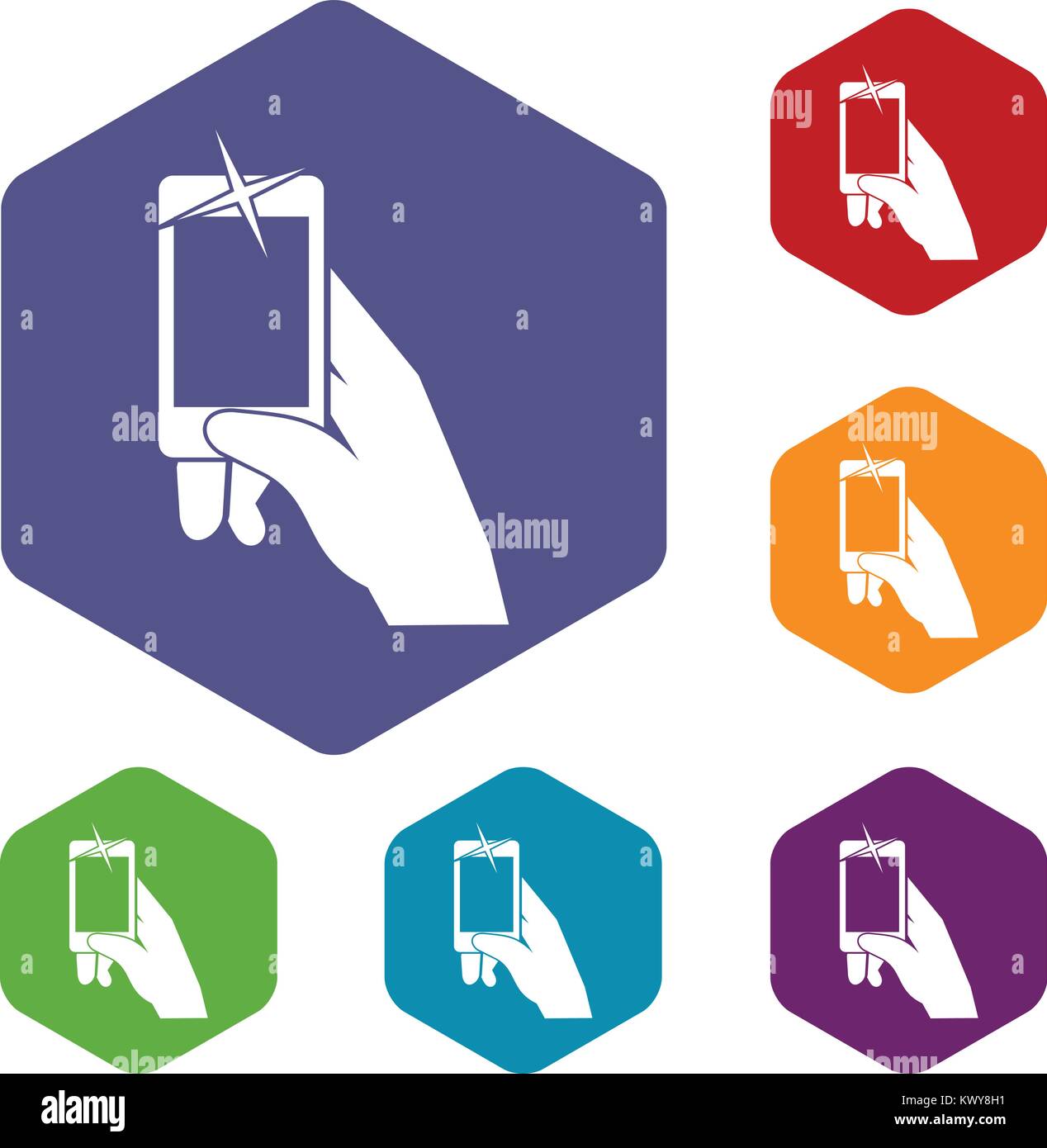 Hand taking pictures on cell phone icons set Stock Vector Image & Art ...