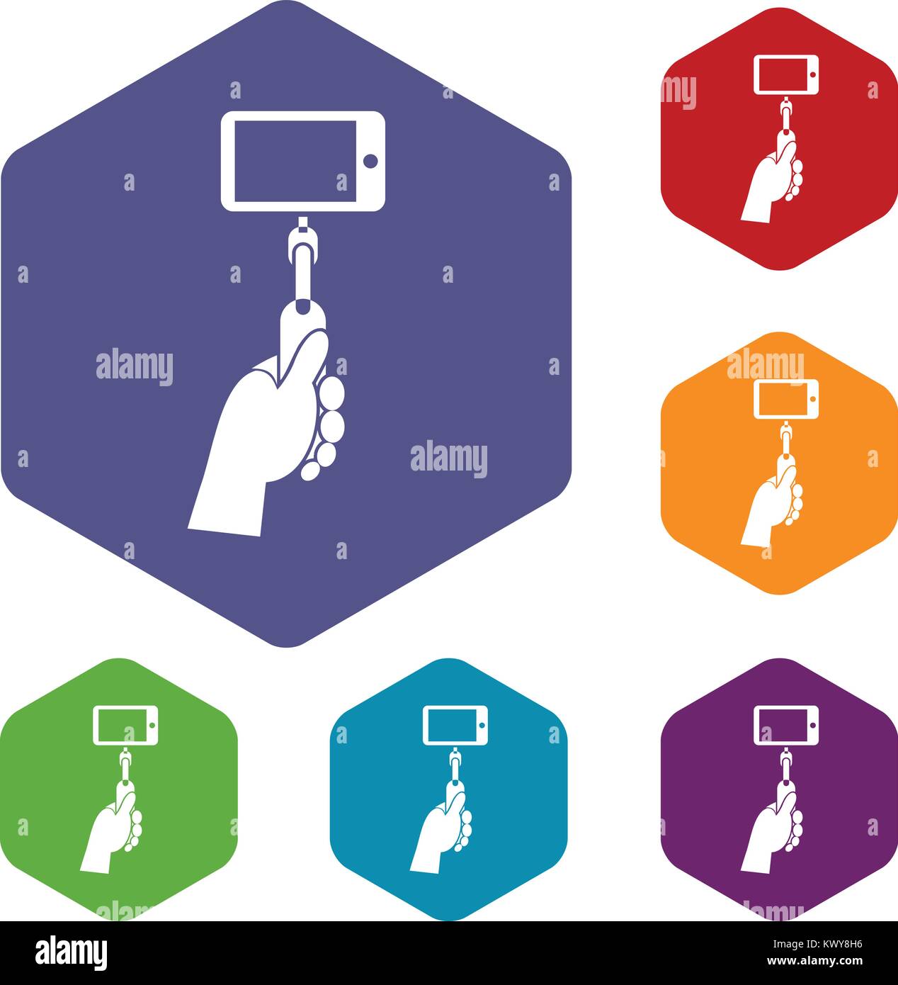 Hand holding a selfie stick icons set Stock Vector Image & Art - Alamy
