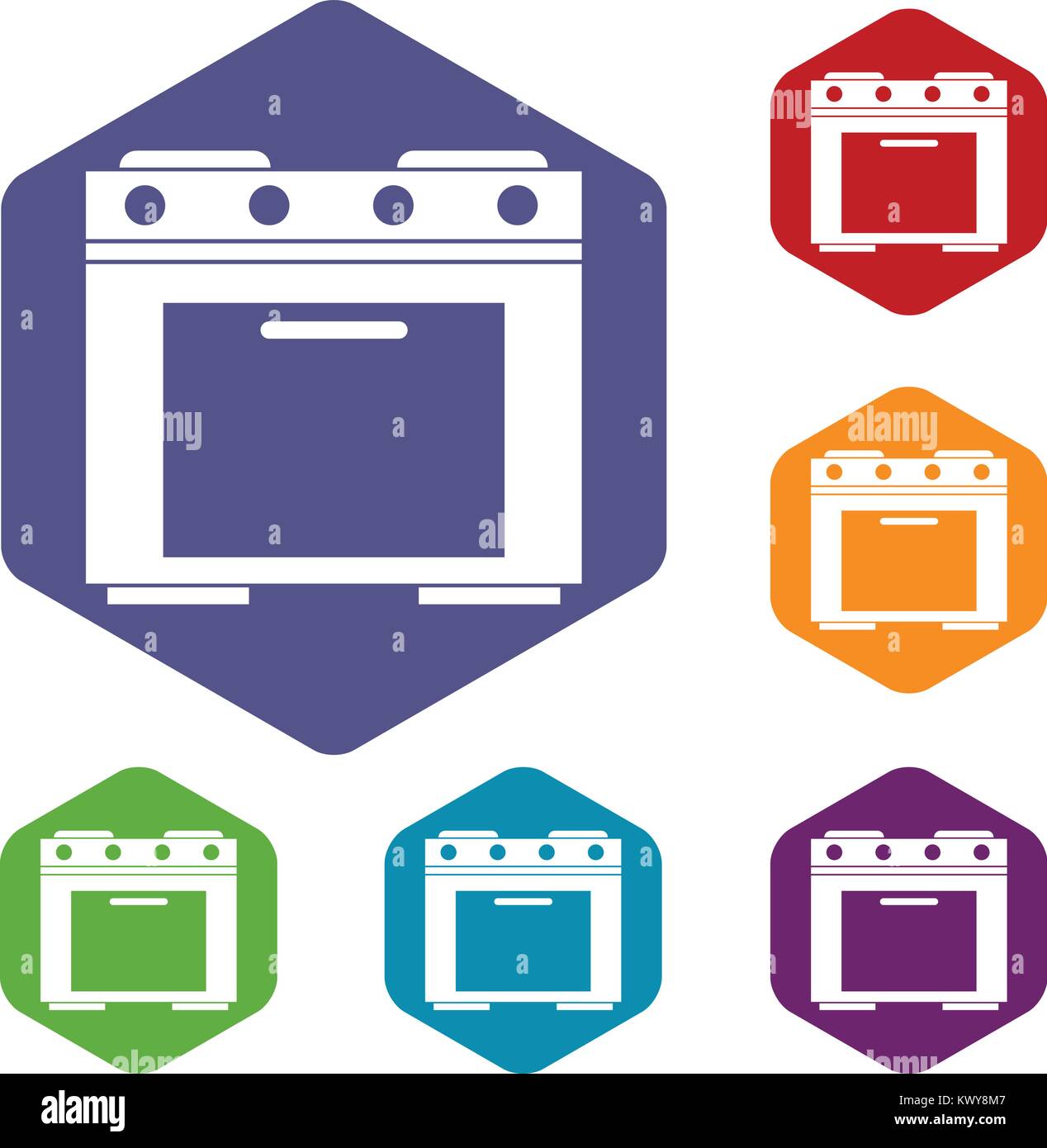 Gas stove icons set Stock Vector Image & Art - Alamy