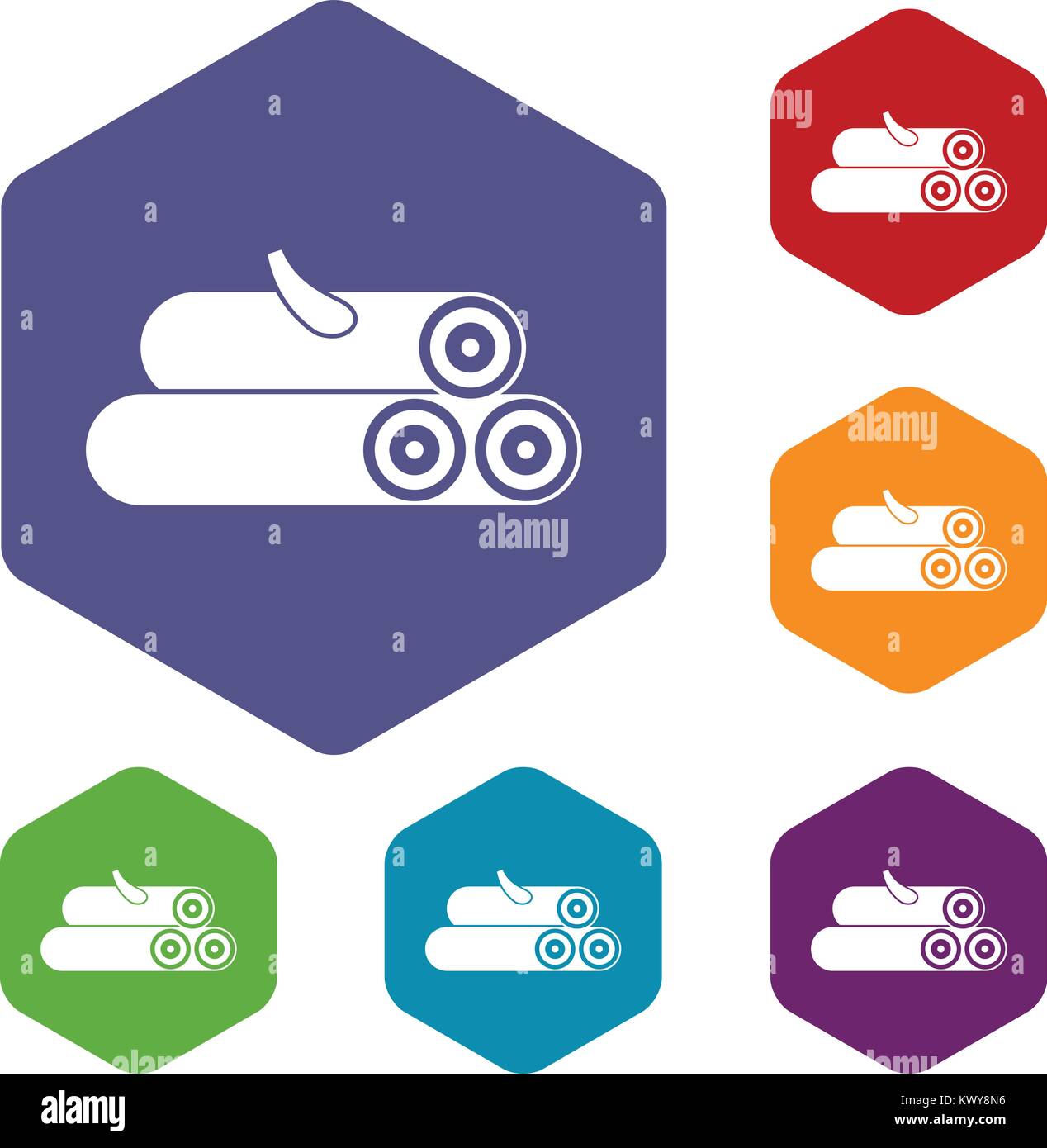 Wooden logs icons set Stock Vector Image & Art - Alamy