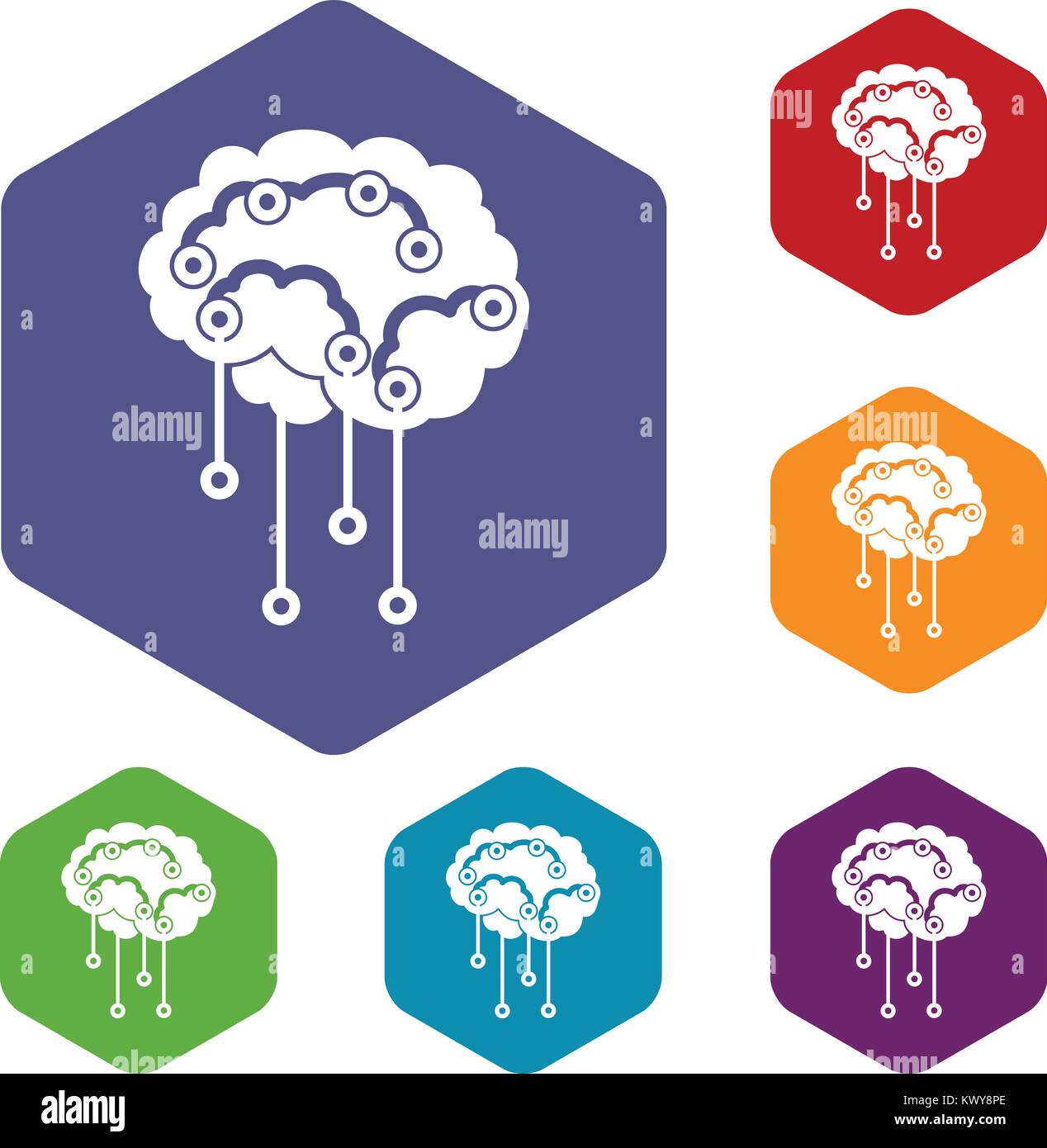 Sensors on human brain icons set Stock Vector Image & Art - Alamy
