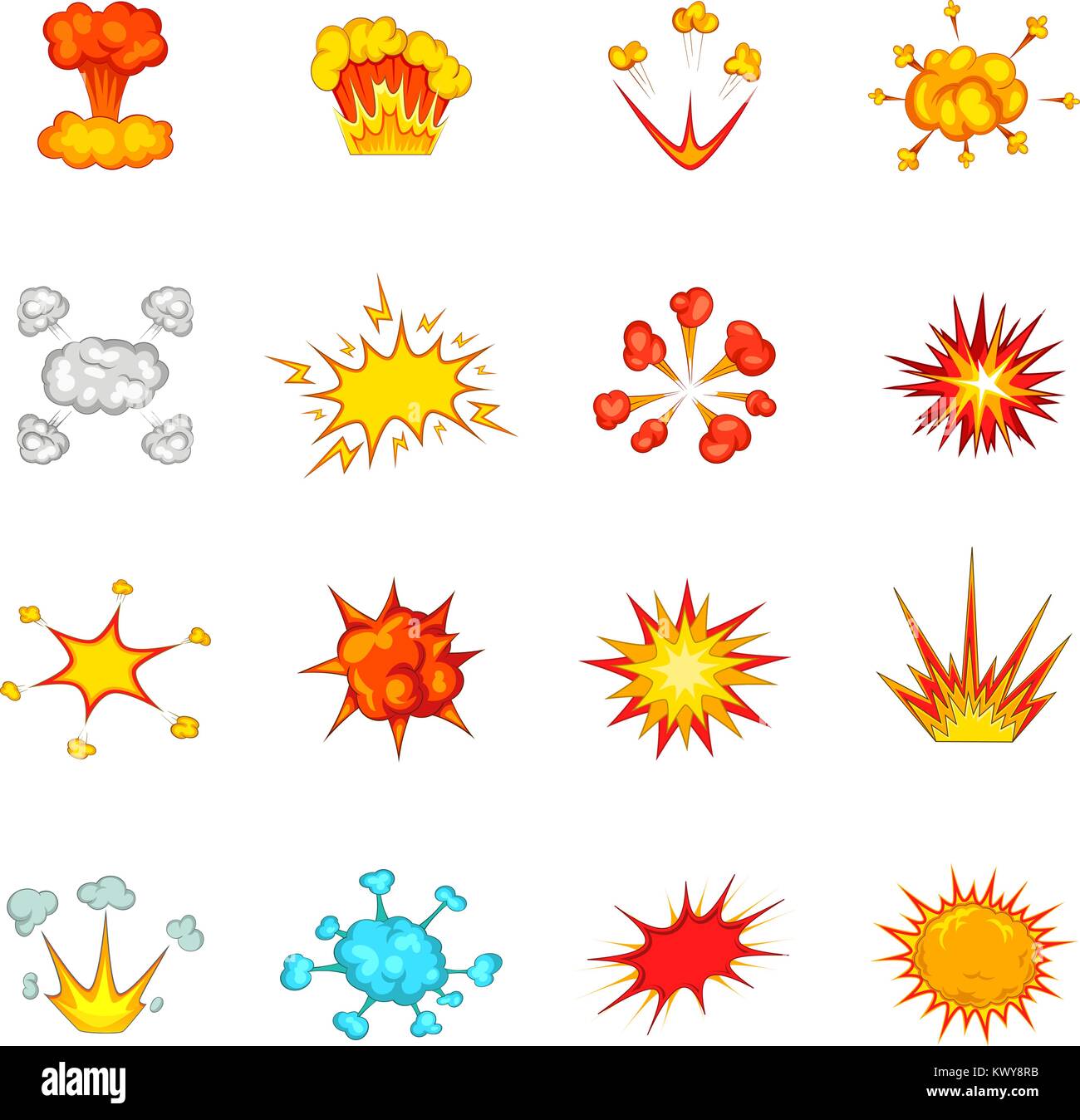 Explosion icons set, cartoon style Stock Vector Image & Art - Alamy