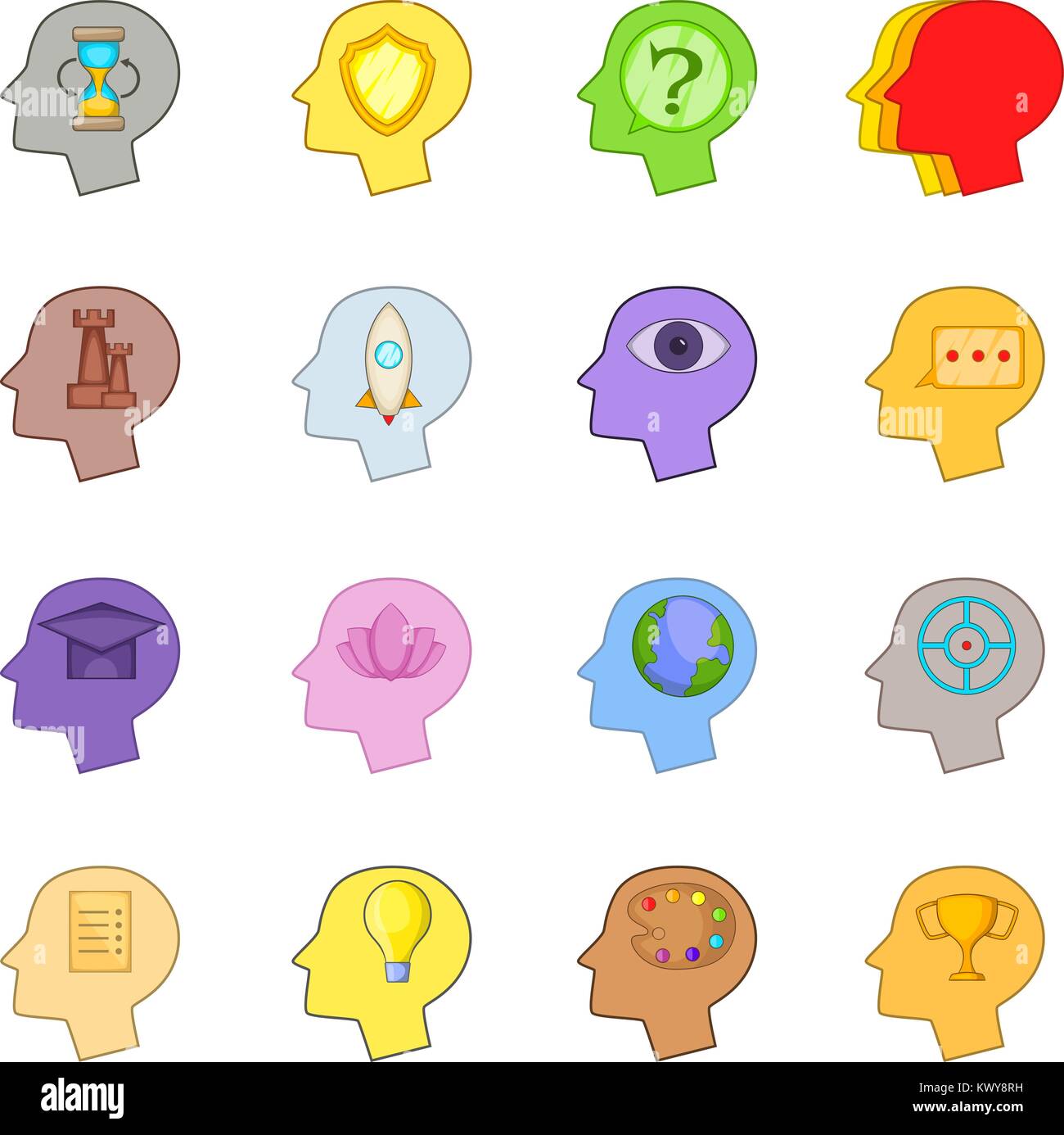 Human mind head icons set, cartoon style Stock Vector Image & Art - Alamy