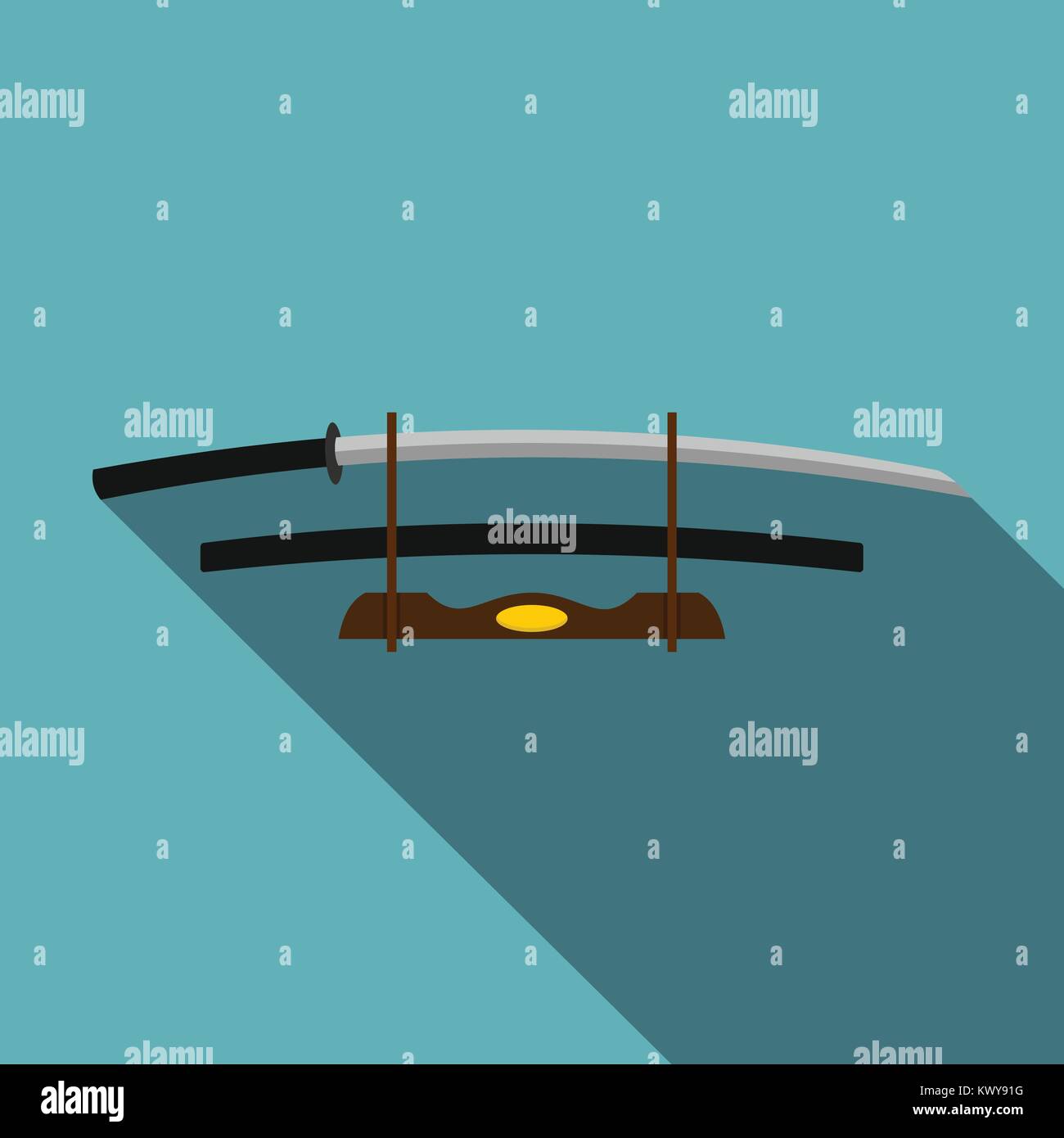 Katana on wooden stand icon, flat style Stock Vector Image & Art - Alamy