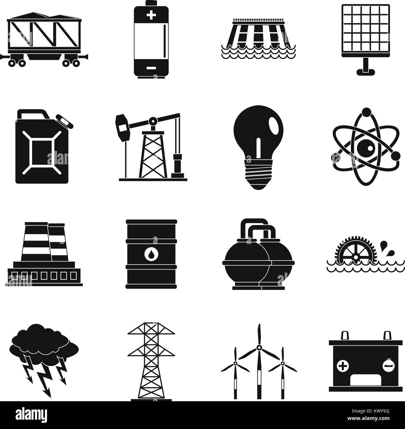 Energy sources items icons set, simple style Stock Vector Image & Art ...