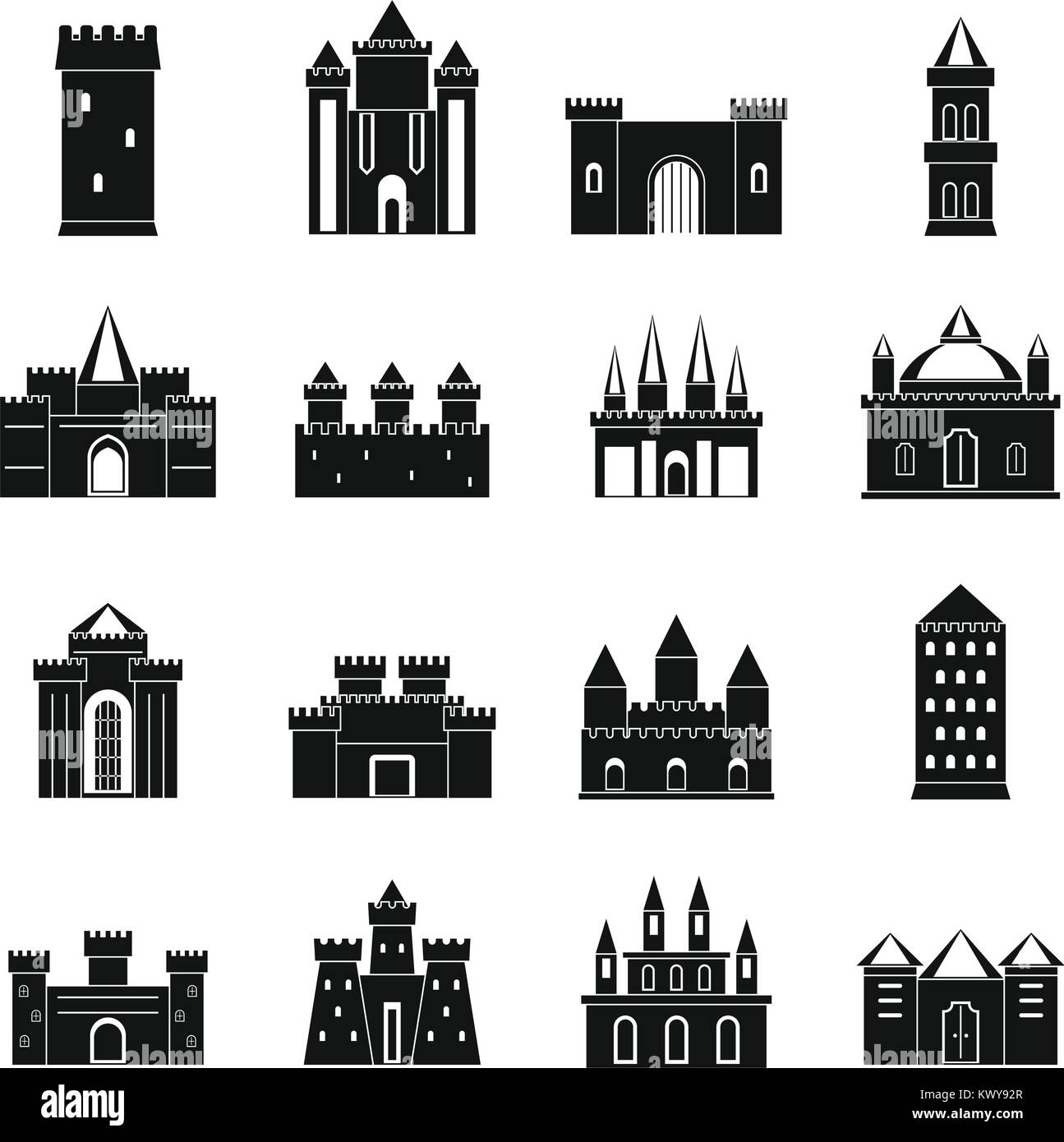 Towers and castles icons set, simple style Stock Vector Image & Art - Alamy