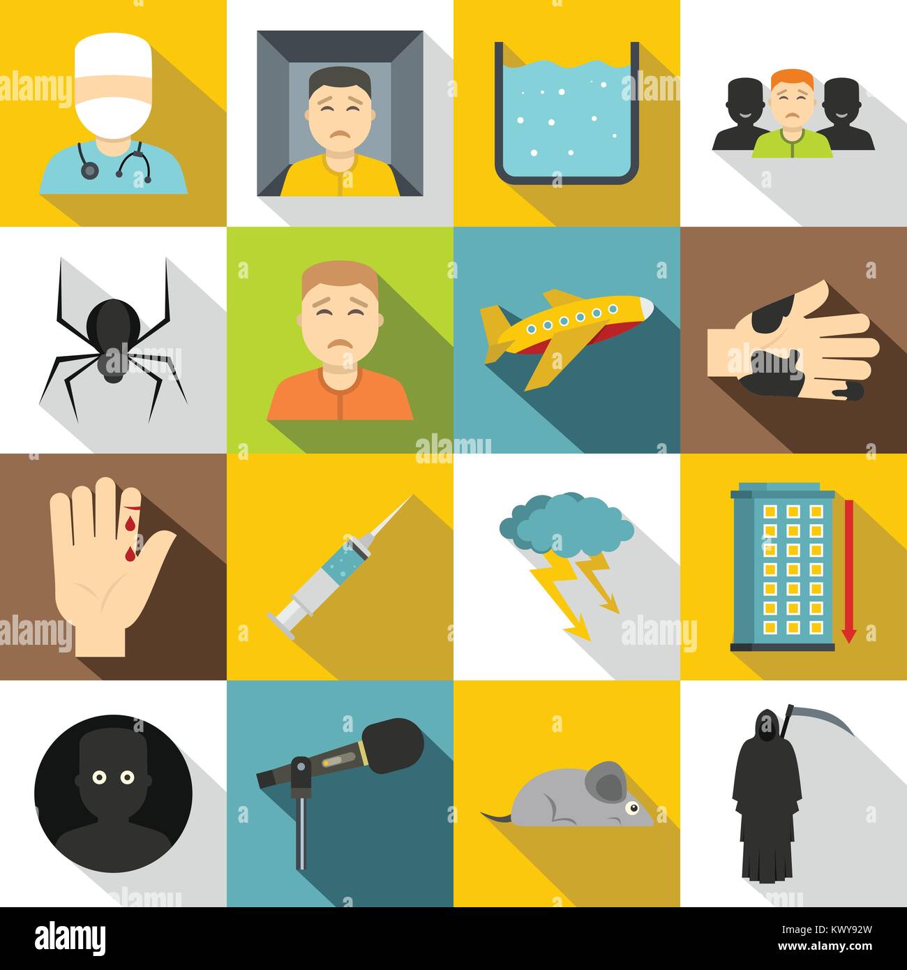 Phobia symbols icons set, flat style Stock Vector Image & Art - Alamy