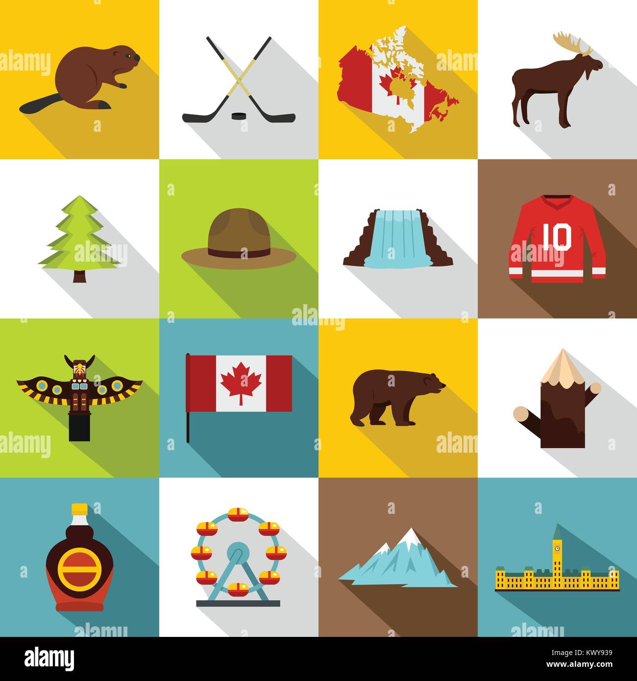 Canada travel icons set, flat style Stock Vector Image & Art - Alamy