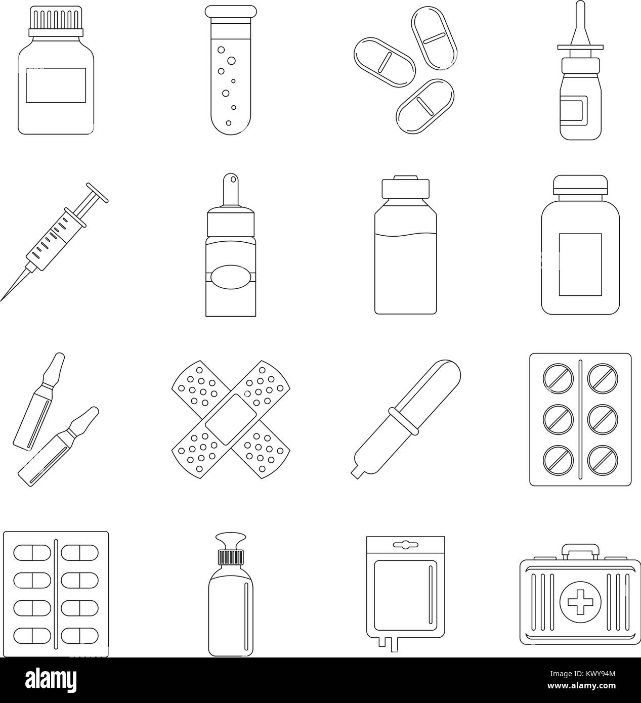 Different drugs icons set, outline style Stock Vector Image & Art - Alamy