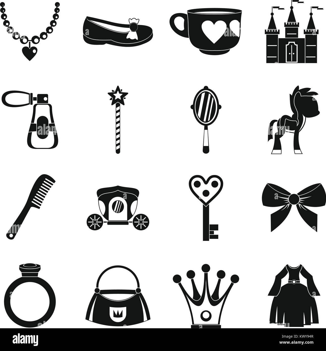 Doll princess items icons set, simple style Stock Vector Image & Art ...