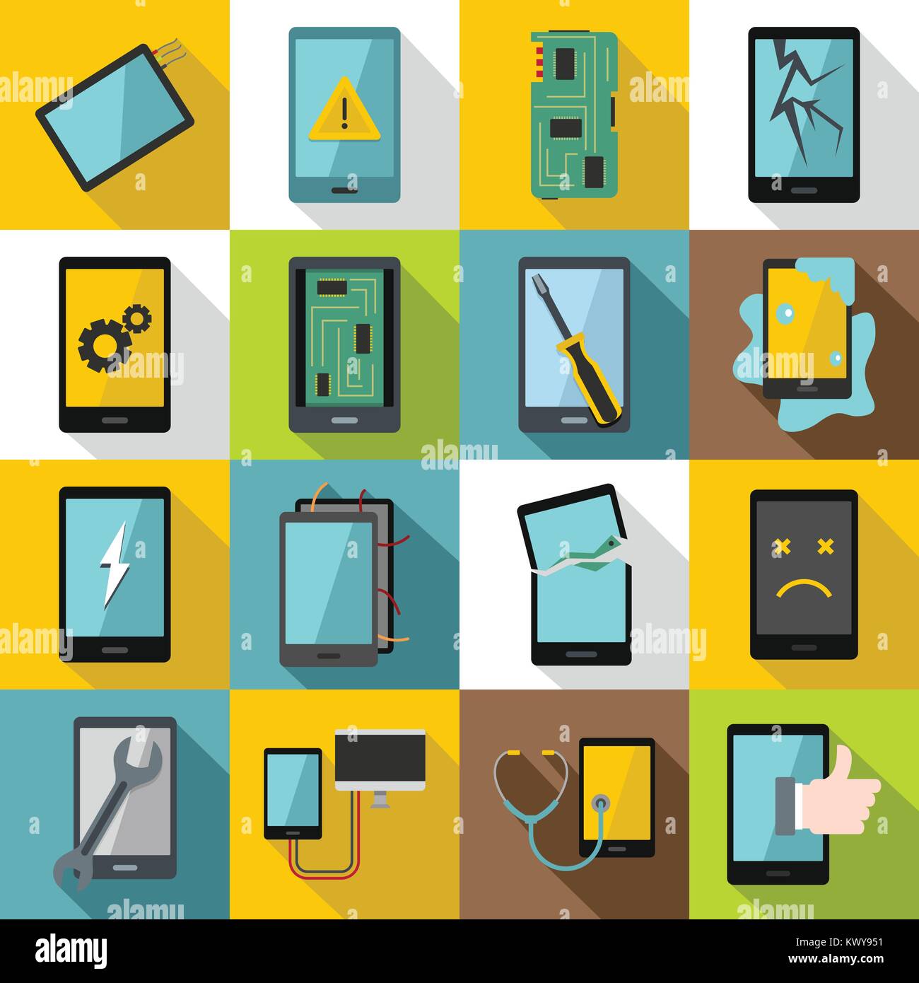 Device repair symbols icons set, flat style Stock Vector Image & Art ...