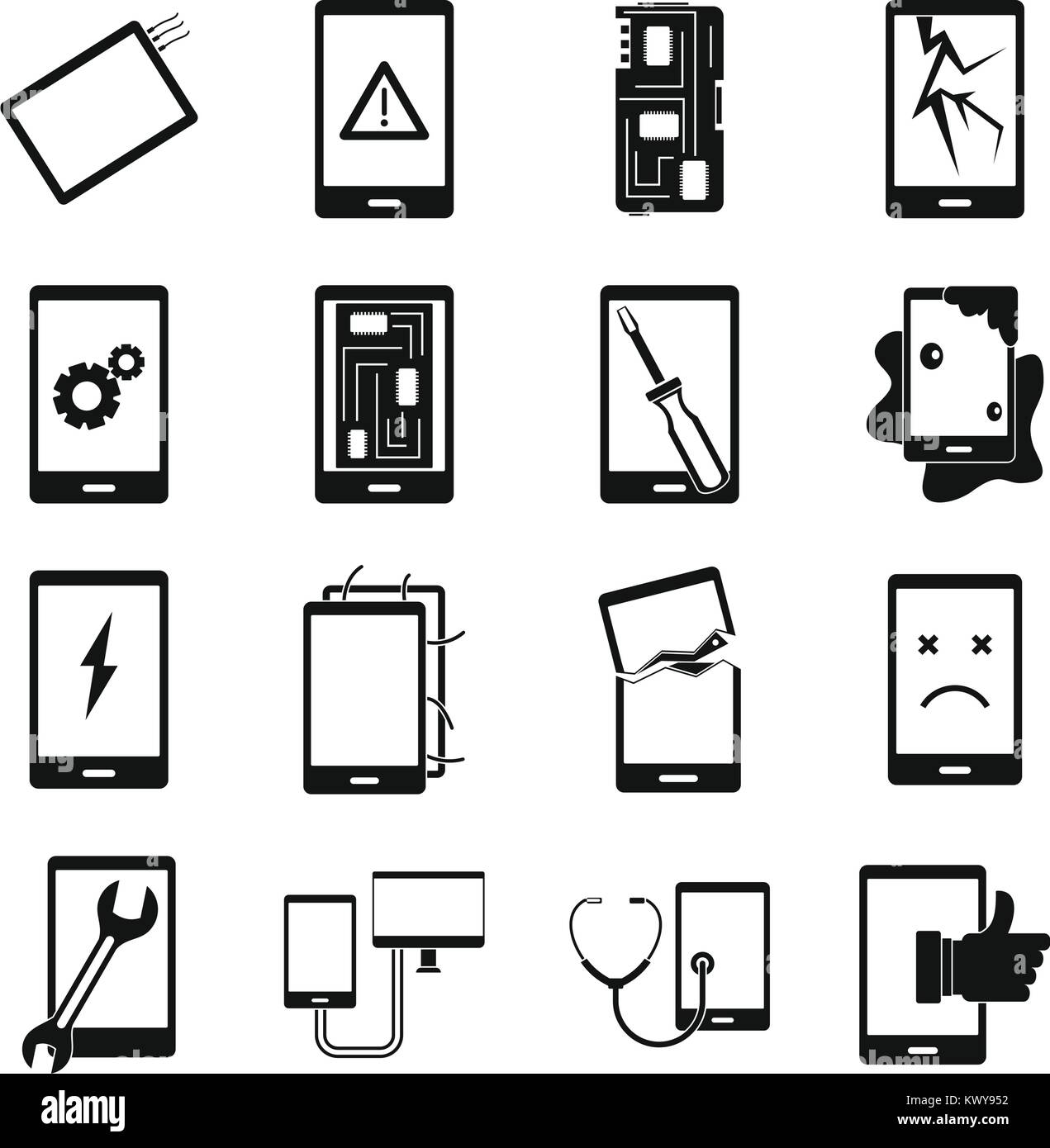 Device repair symbols icons set, simple style Stock Vector Image & Art ...
