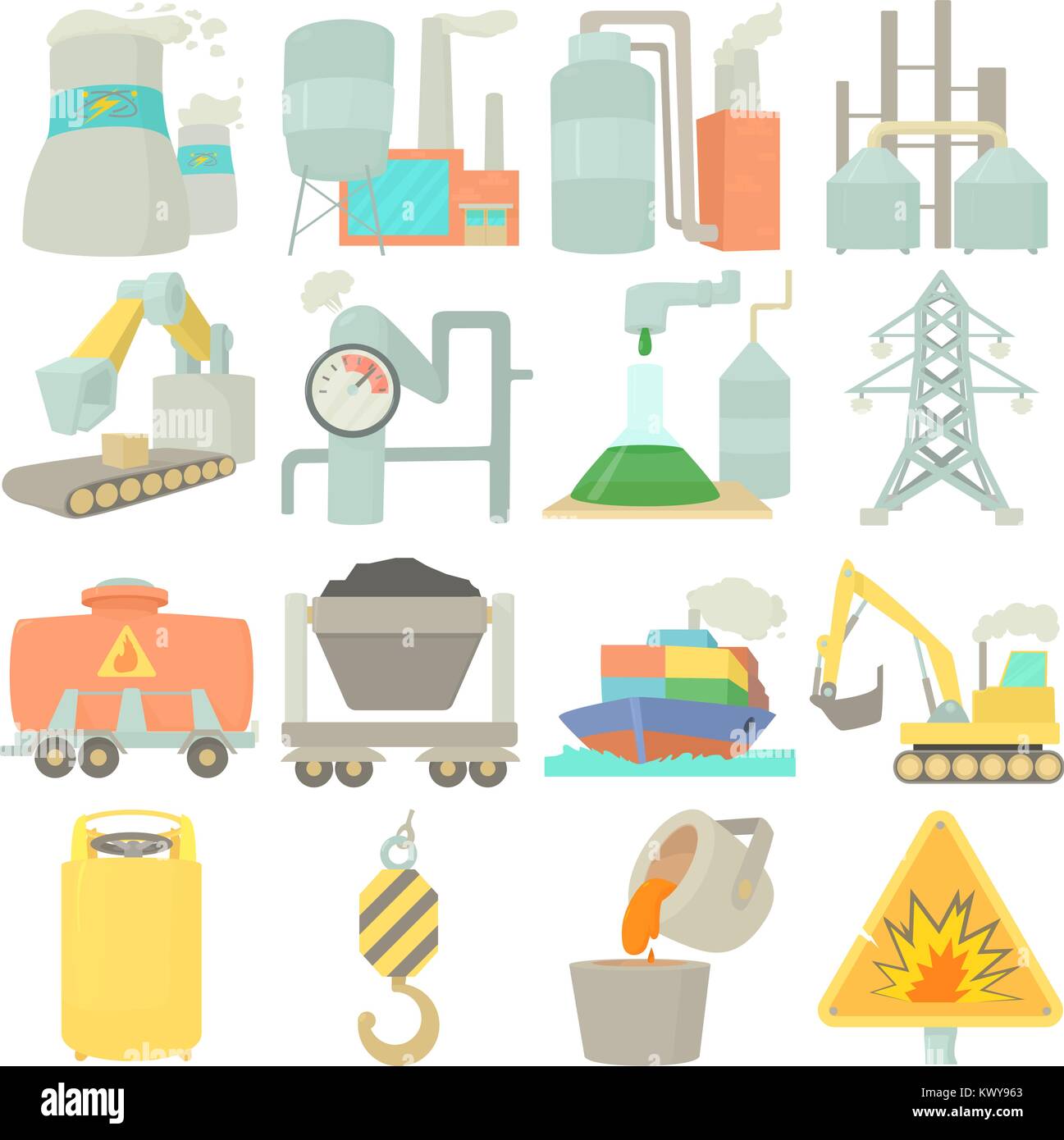 Industrial symbols icons set, cartoon style Stock Vector Image & Art ...