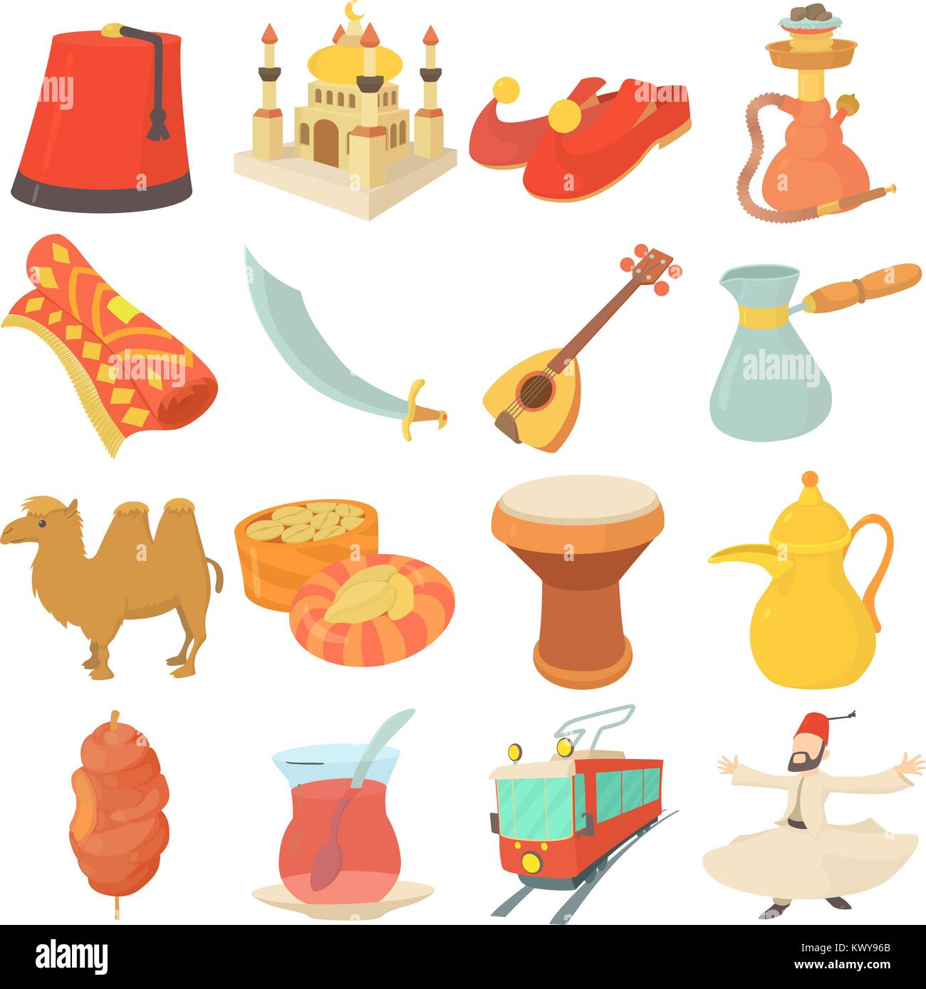 Turkey travel symbols icons set, cartoon style Stock Vector Image & Art ...