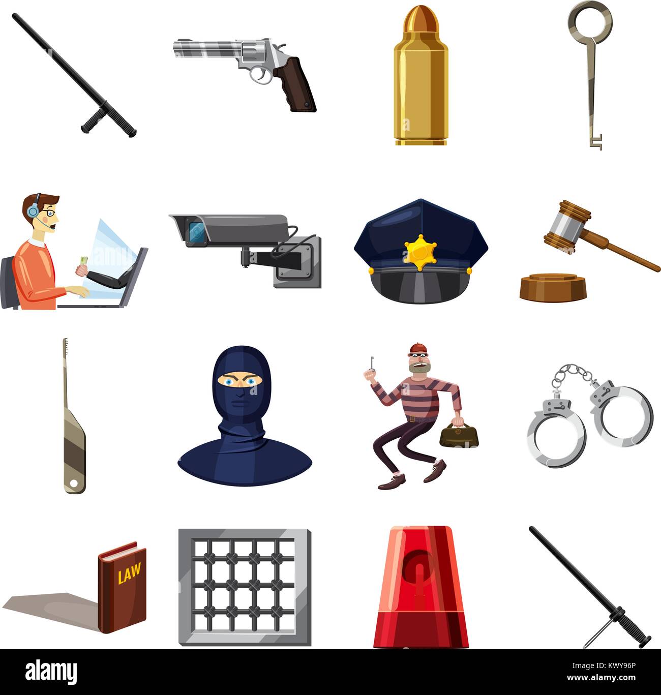 Criminal symbols icons set, cartoon style Stock Vector Image & Art - Alamy