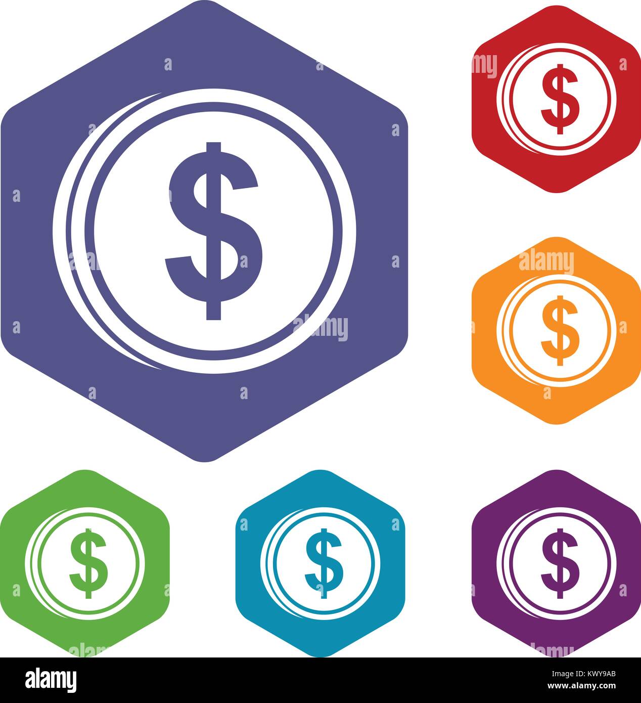 Coin dollar icons set Stock Vector Image & Art - Alamy