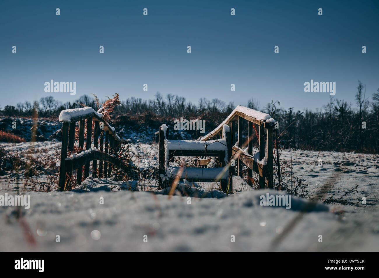 Snow On A Bridge Stock Photo - Alamy