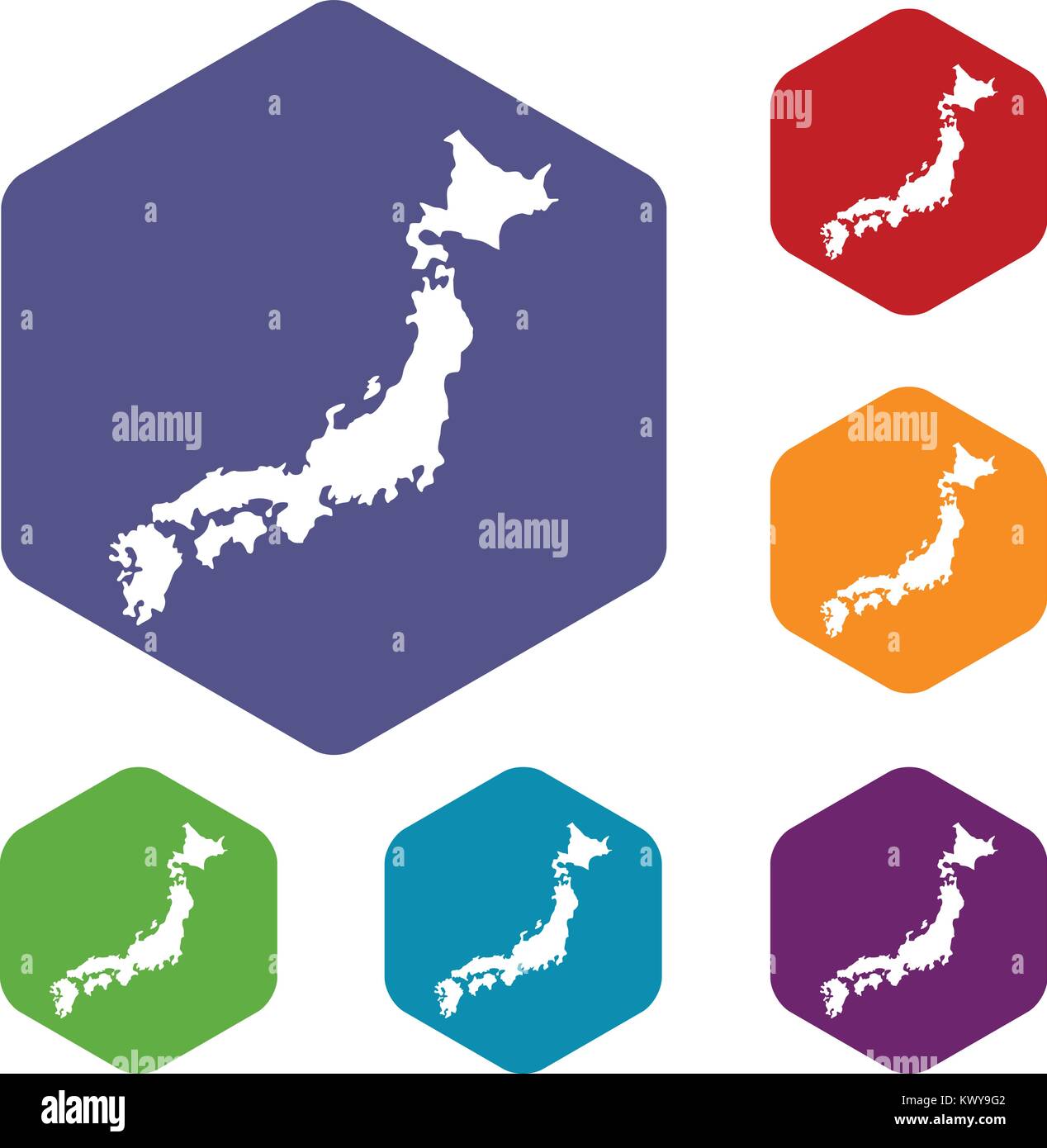 Map of Japan icons set Stock Vector Image & Art - Alamy
