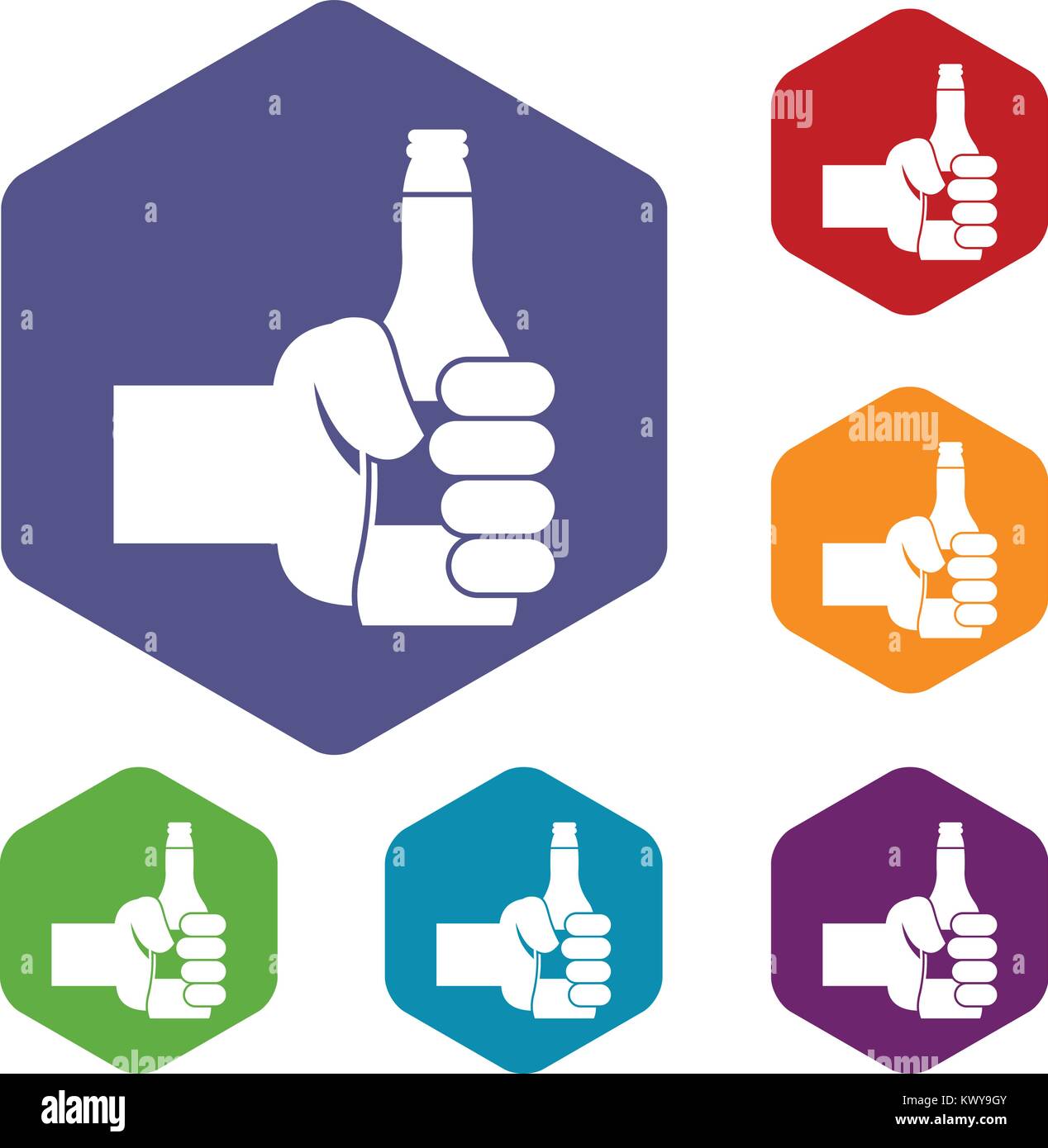 Hand holding bottle of beer icons set Stock Vector Image & Art - Alamy