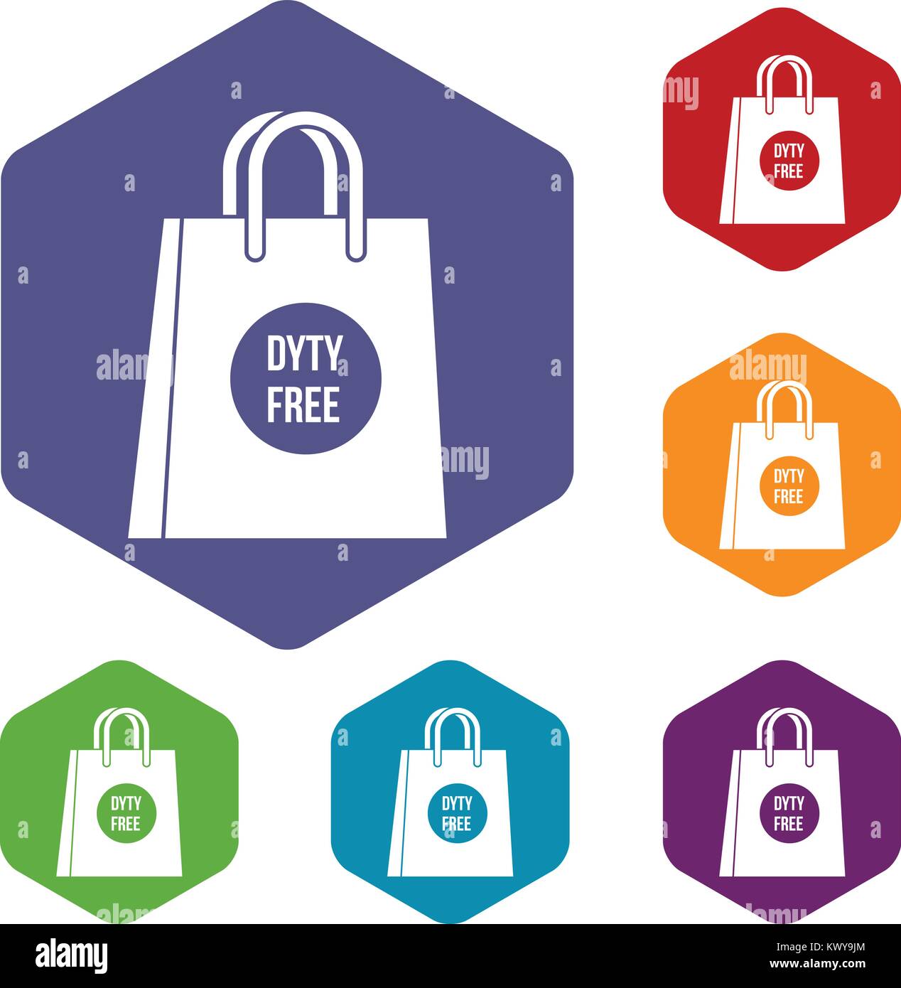 Duty free shopping bag icons set Stock Vector Image & Art - Alamy