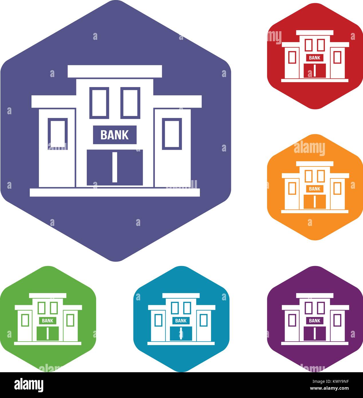 Bank building icons set Stock Vector Image & Art - Alamy