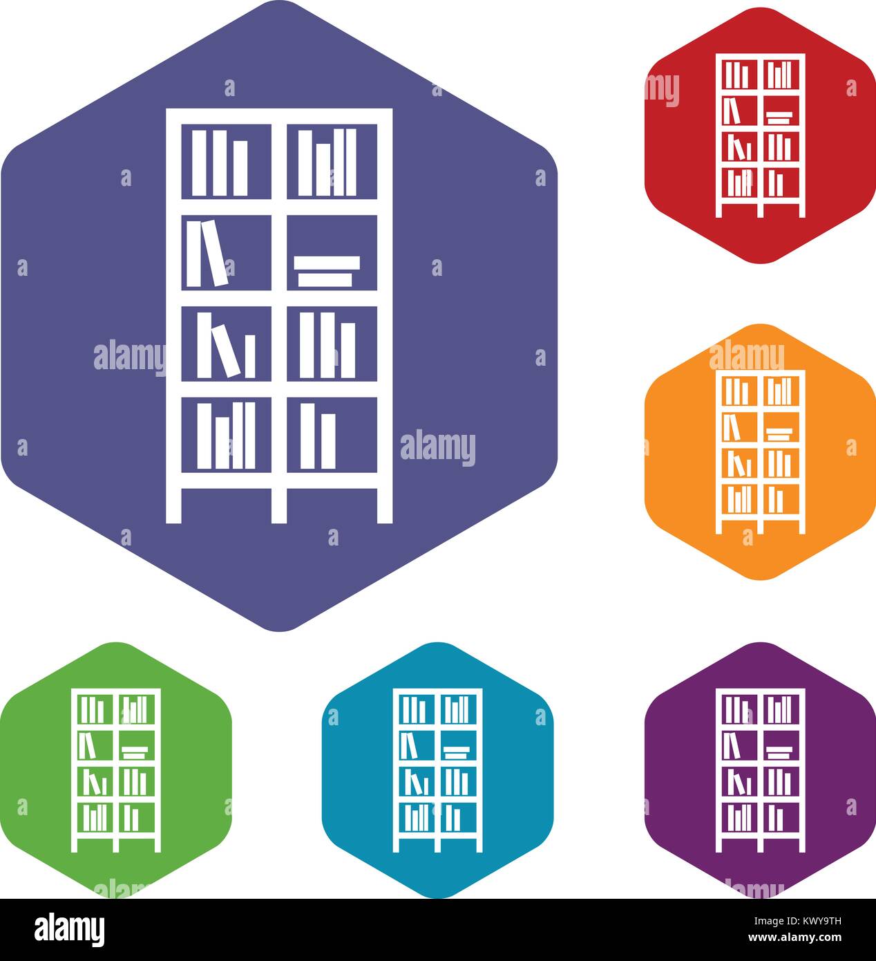 Bookcase icons set Stock Vector Image & Art - Alamy