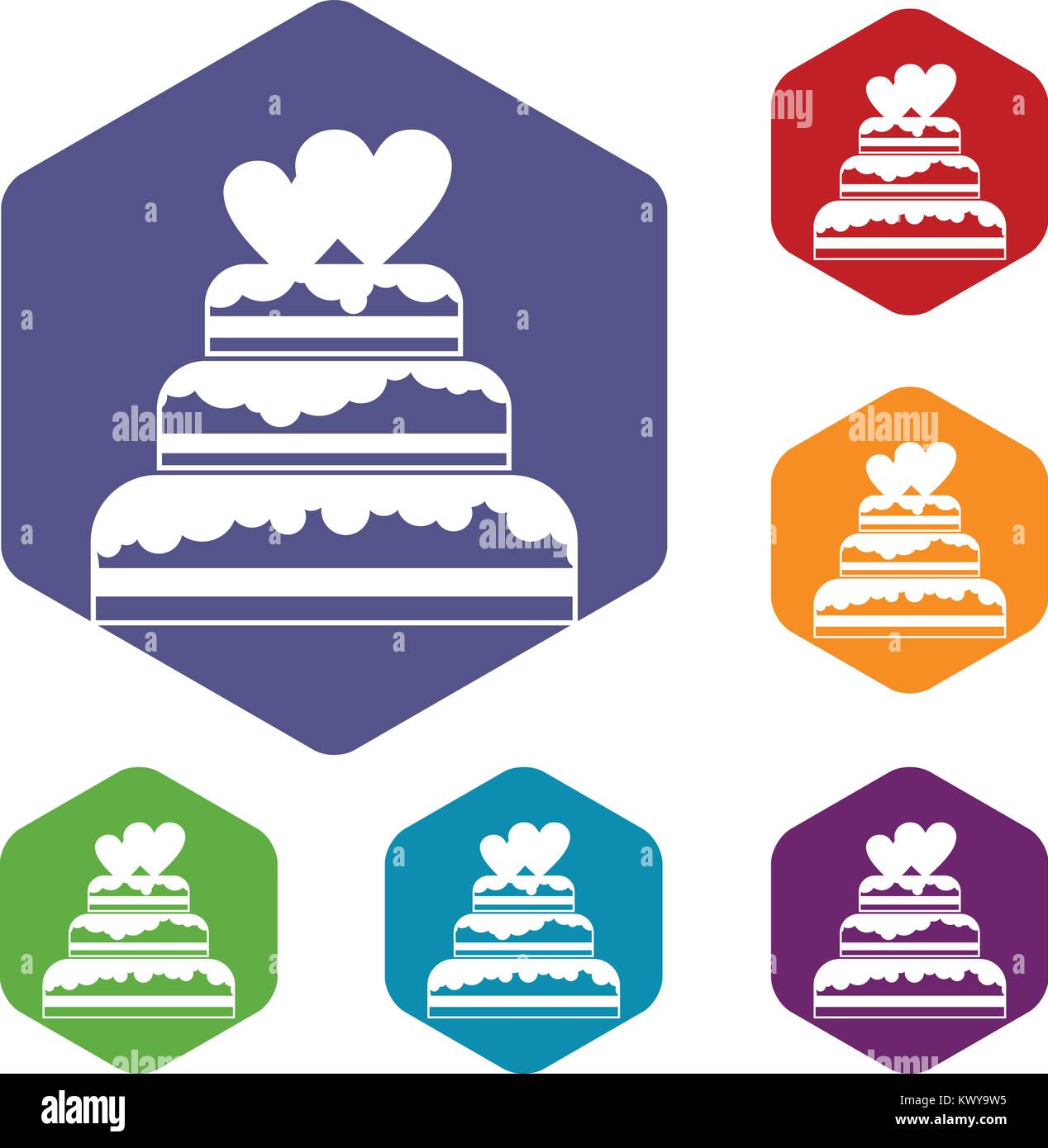 Wedding cake icons set Stock Vector Image & Art - Alamy