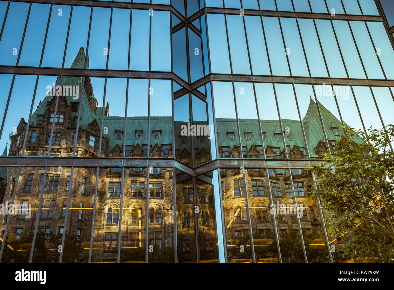 OTTAWA, ONTARIO / CANADA - URBAN LANDSCAPE. REFLECTIONS IN GLASS WALL ...