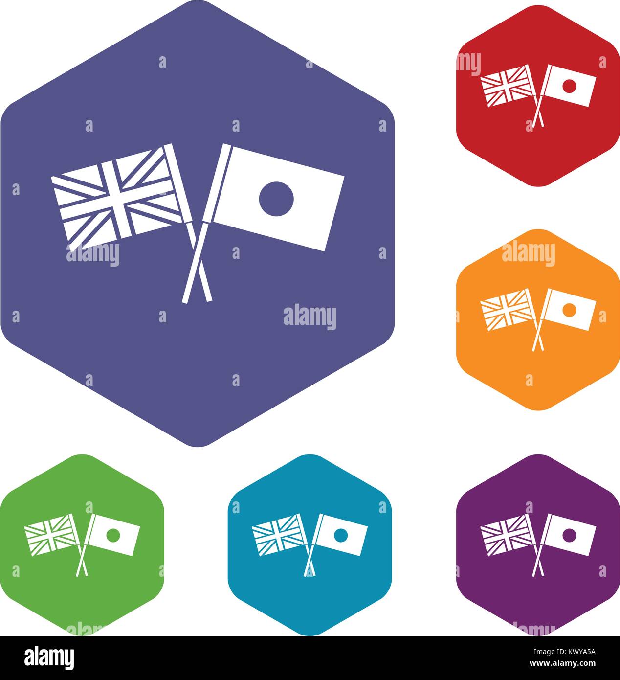 UK and Japan flags crossed icons set Stock Vector Image & Art - Alamy
