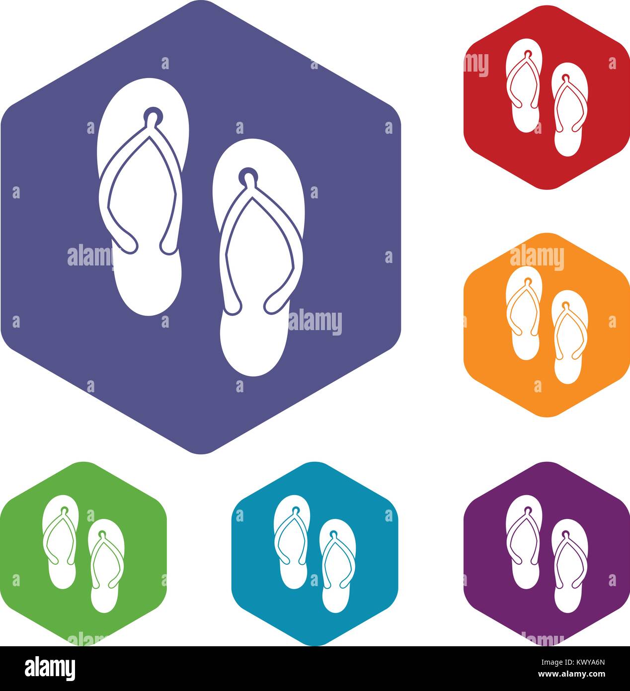 Beach thongs icons set Stock Vector Image & Art - Alamy