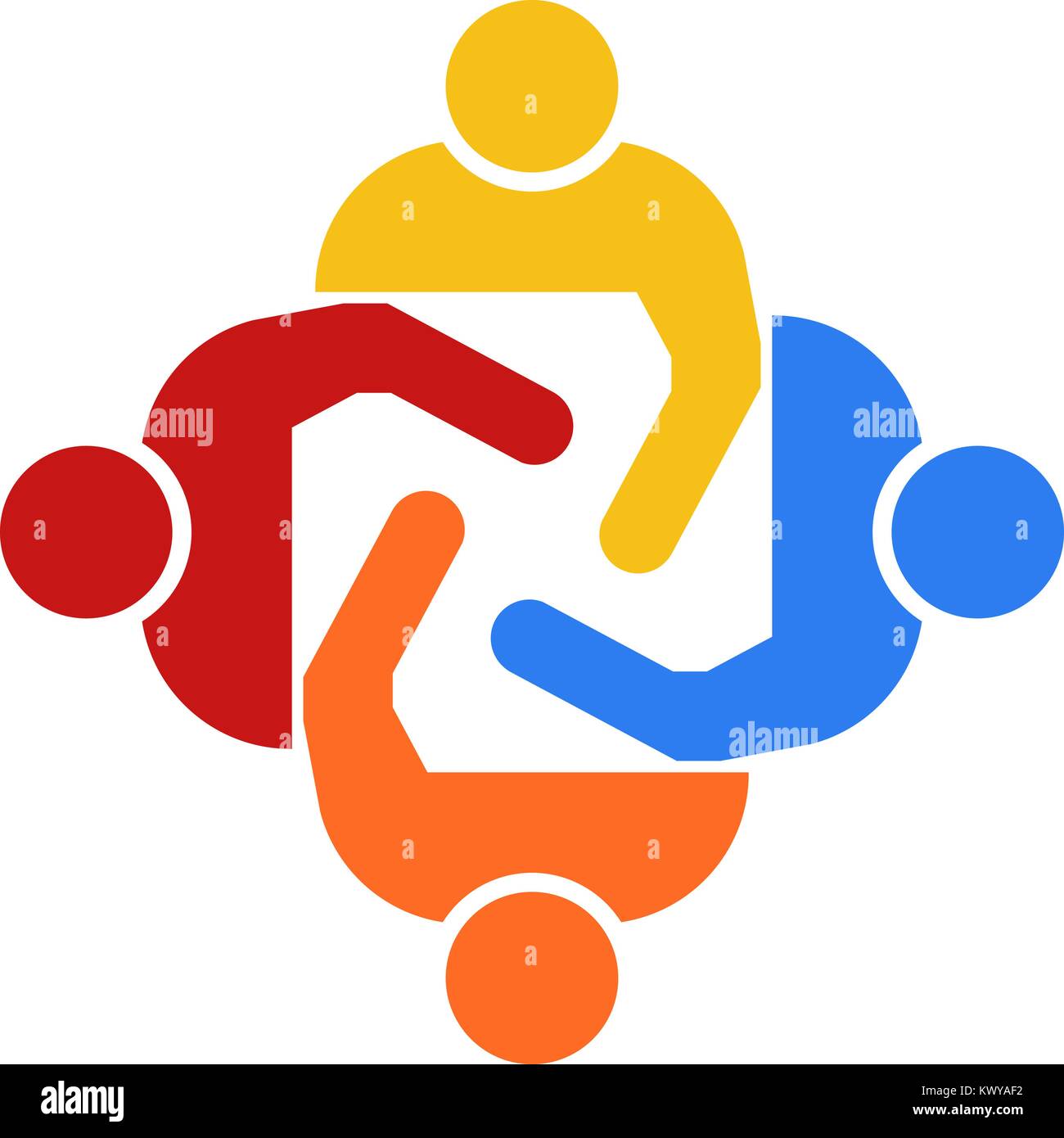 Teamwork Group of Four People Vector Illustration Stock Vector Image ...