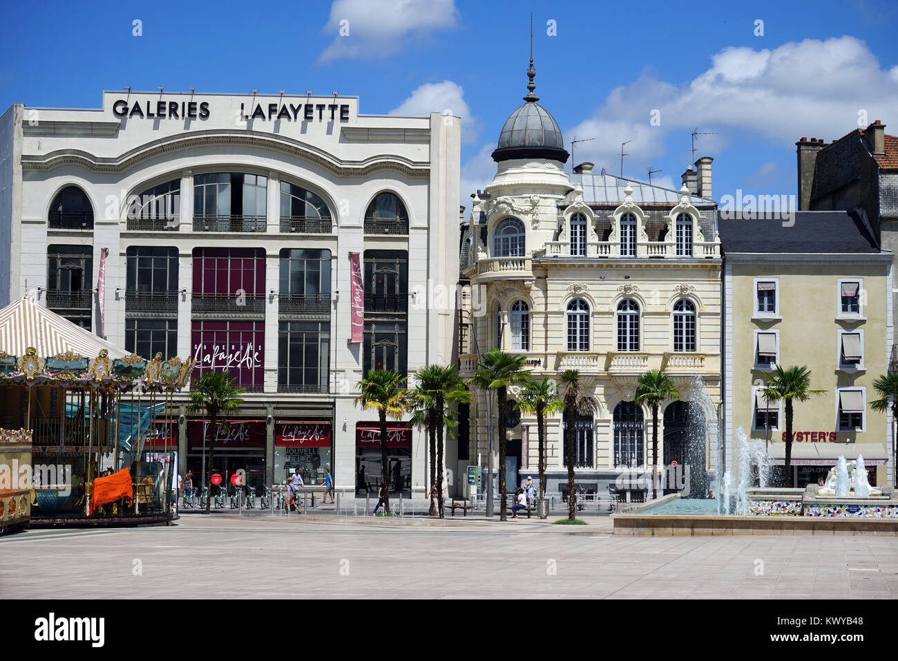 PAU, FRANCE - CIRCA JULY 2015 Galeries Lafayette and square Stock Photo ...