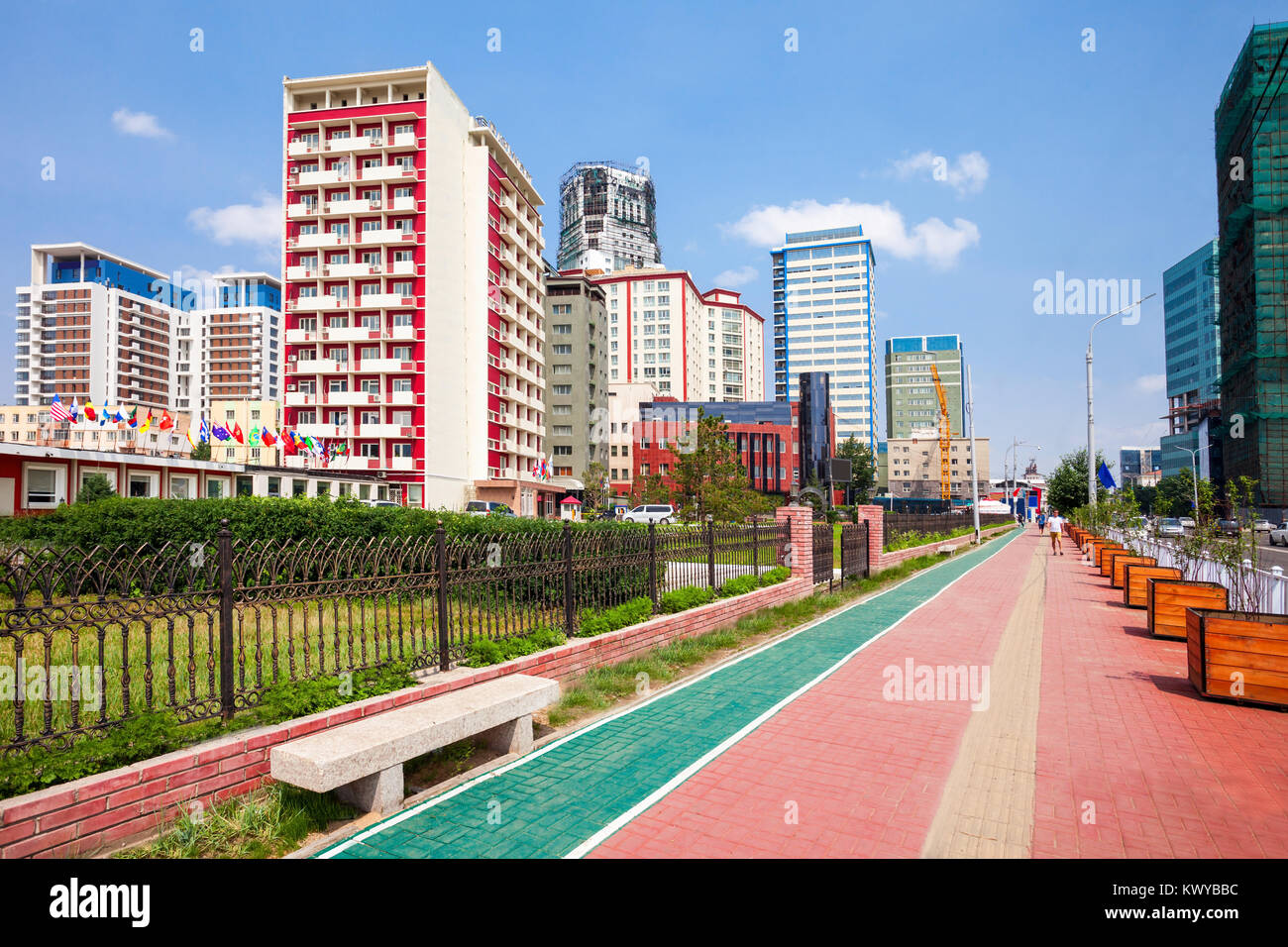 Modern buildings in downtown region of Ulaanbaatar, the capital of ...
